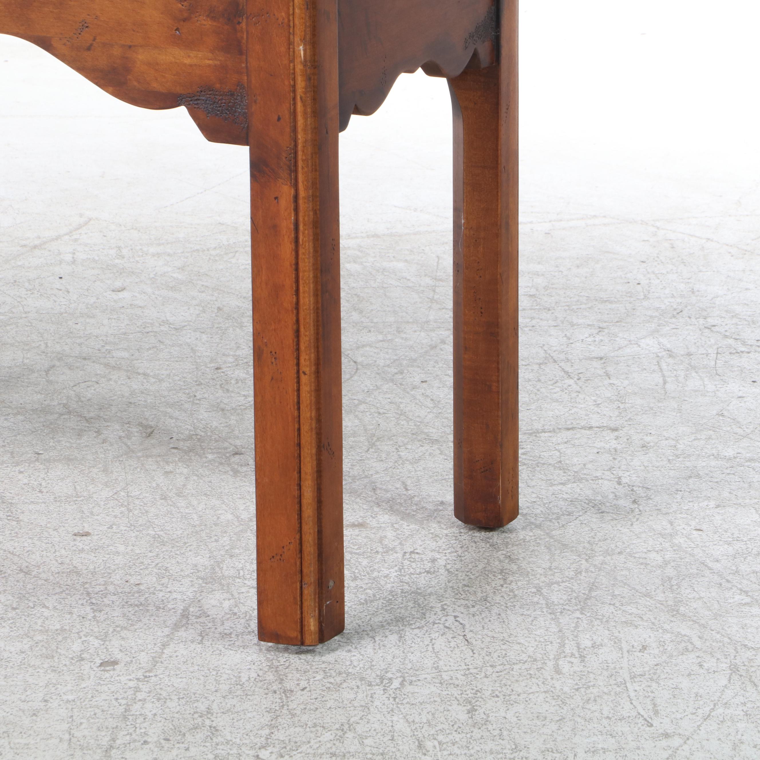 Century Colonial Style Side Table with Drawer and Caned Armchair | EBTH