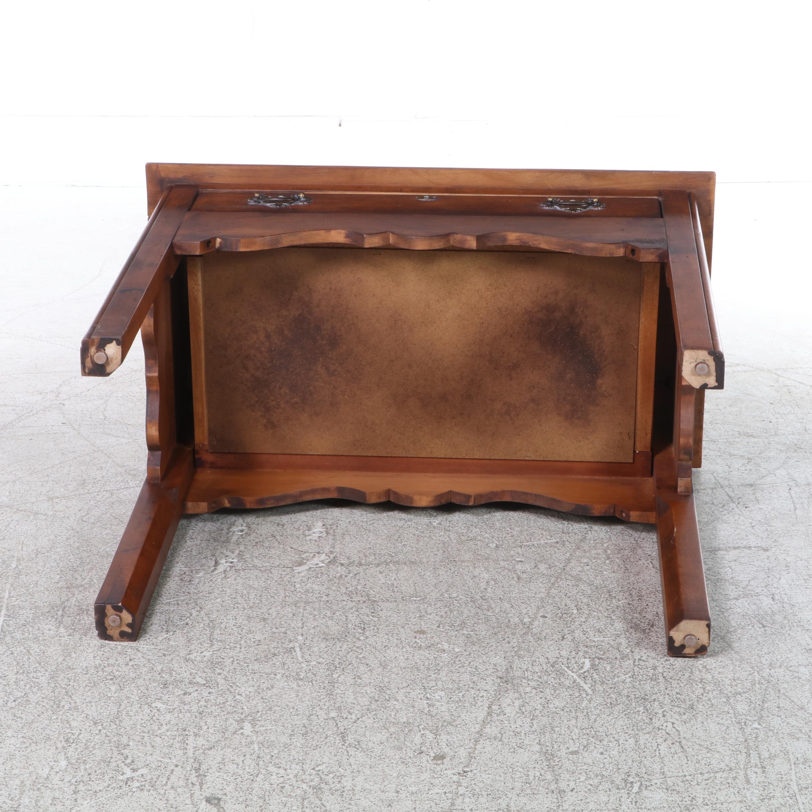 Century Colonial Style Side Table with Drawer and Caned Armchair | EBTH