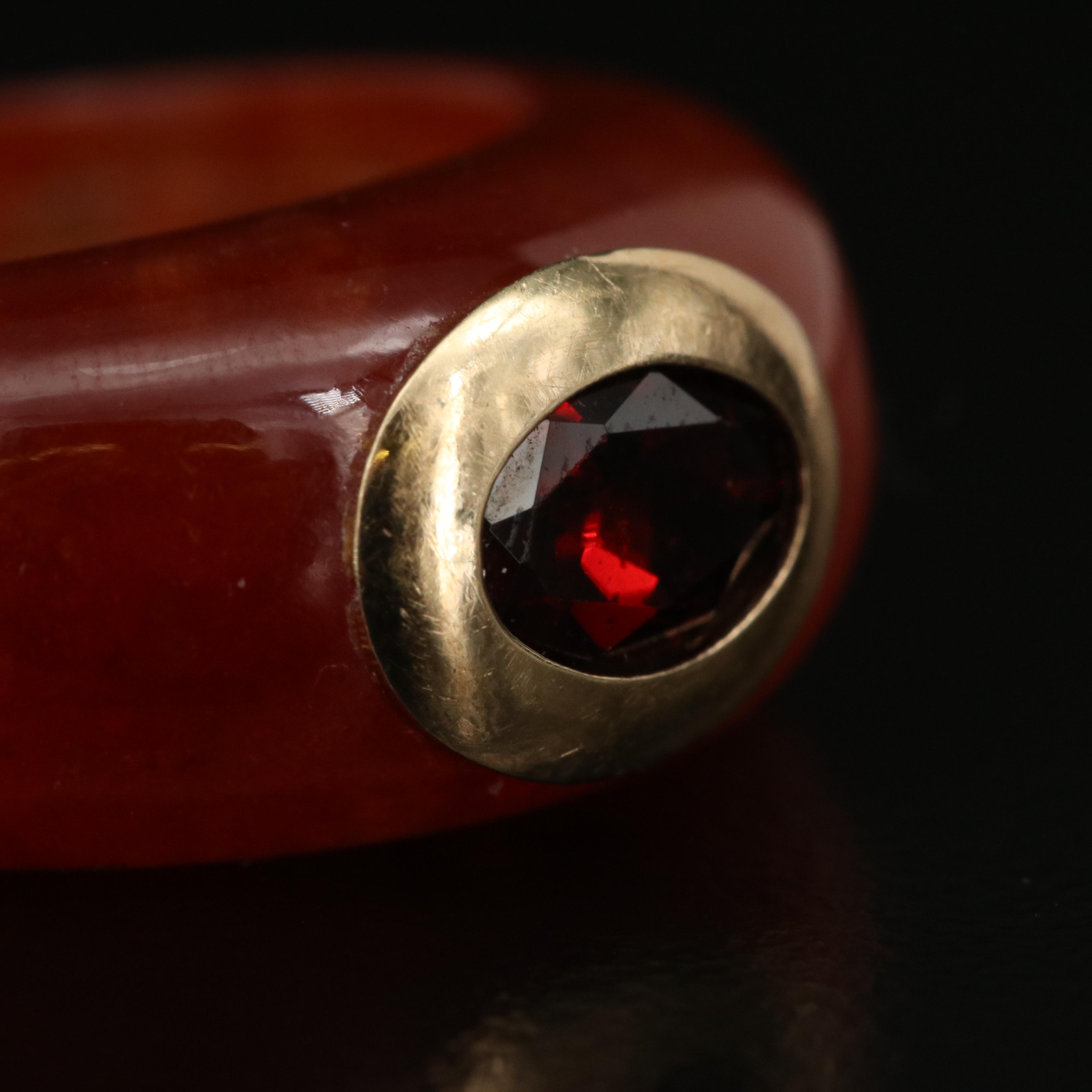 10K Jadeite and Garnet Hololith Ring | EBTH