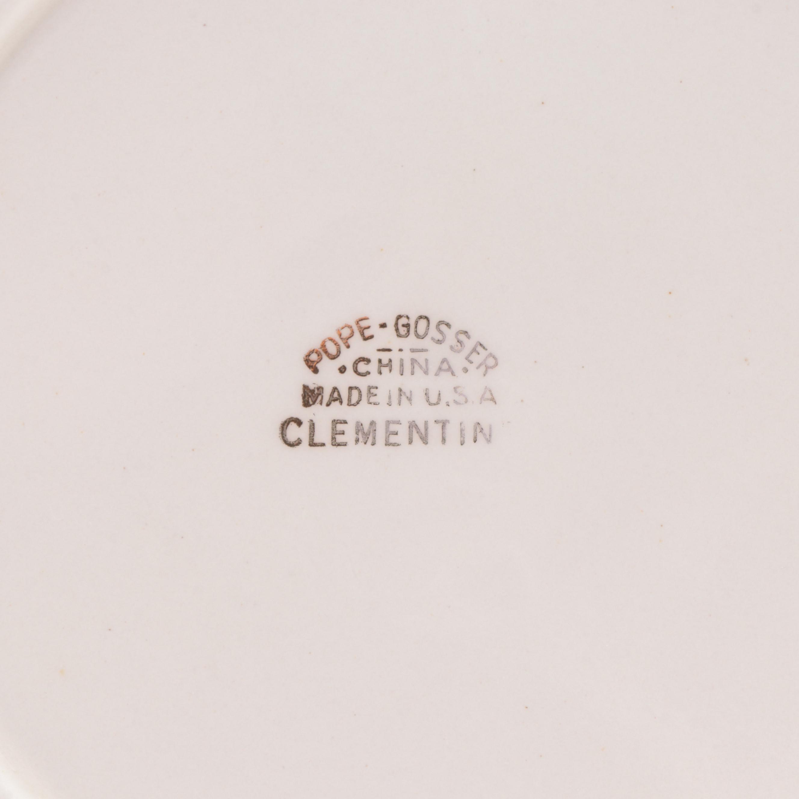 Pope-Gosser "Clementine" Bone China Dinnerware, Mid to Late 20th ...