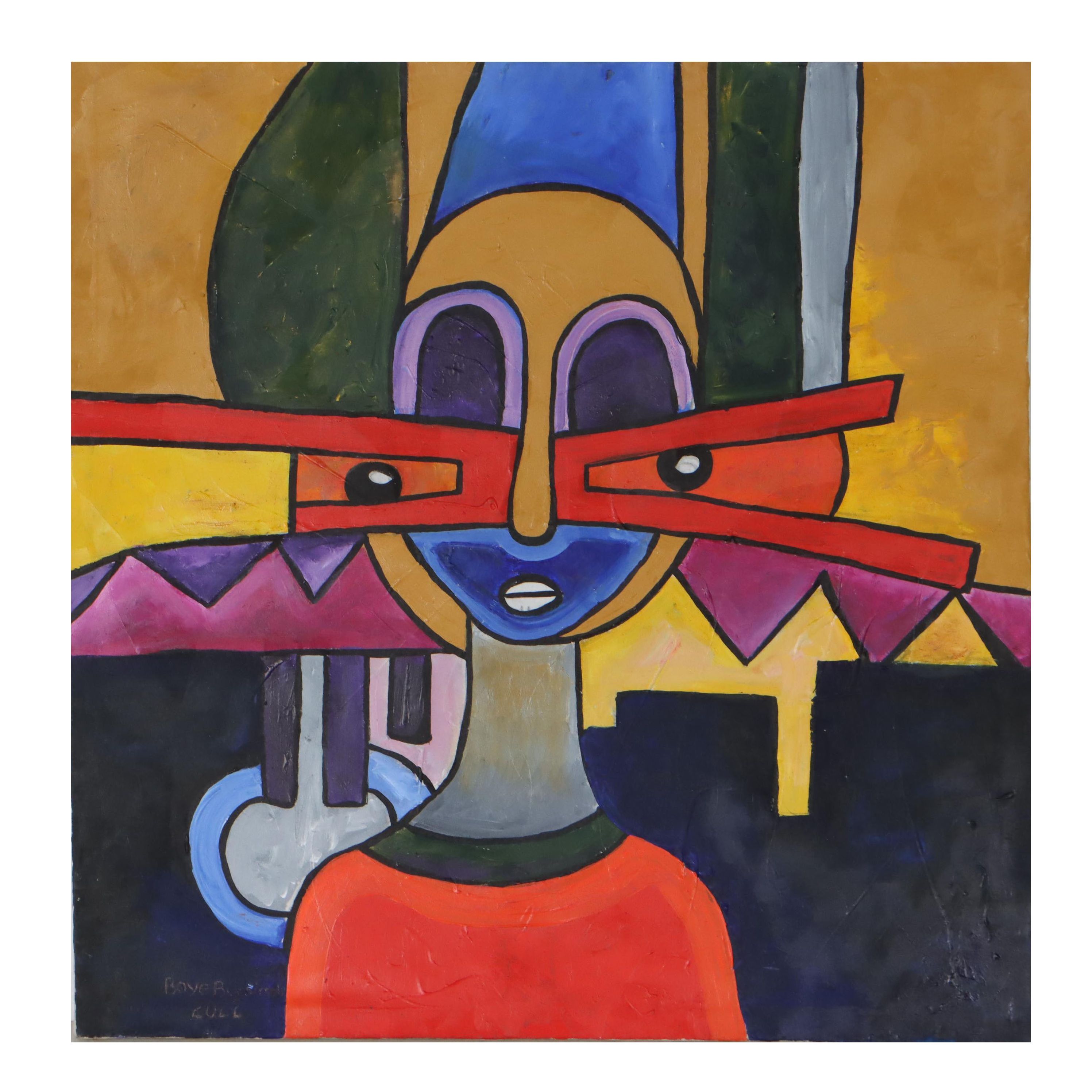 Boye Buraimoh Abstract Portrait Acrylic Painting, 2022 | EBTH