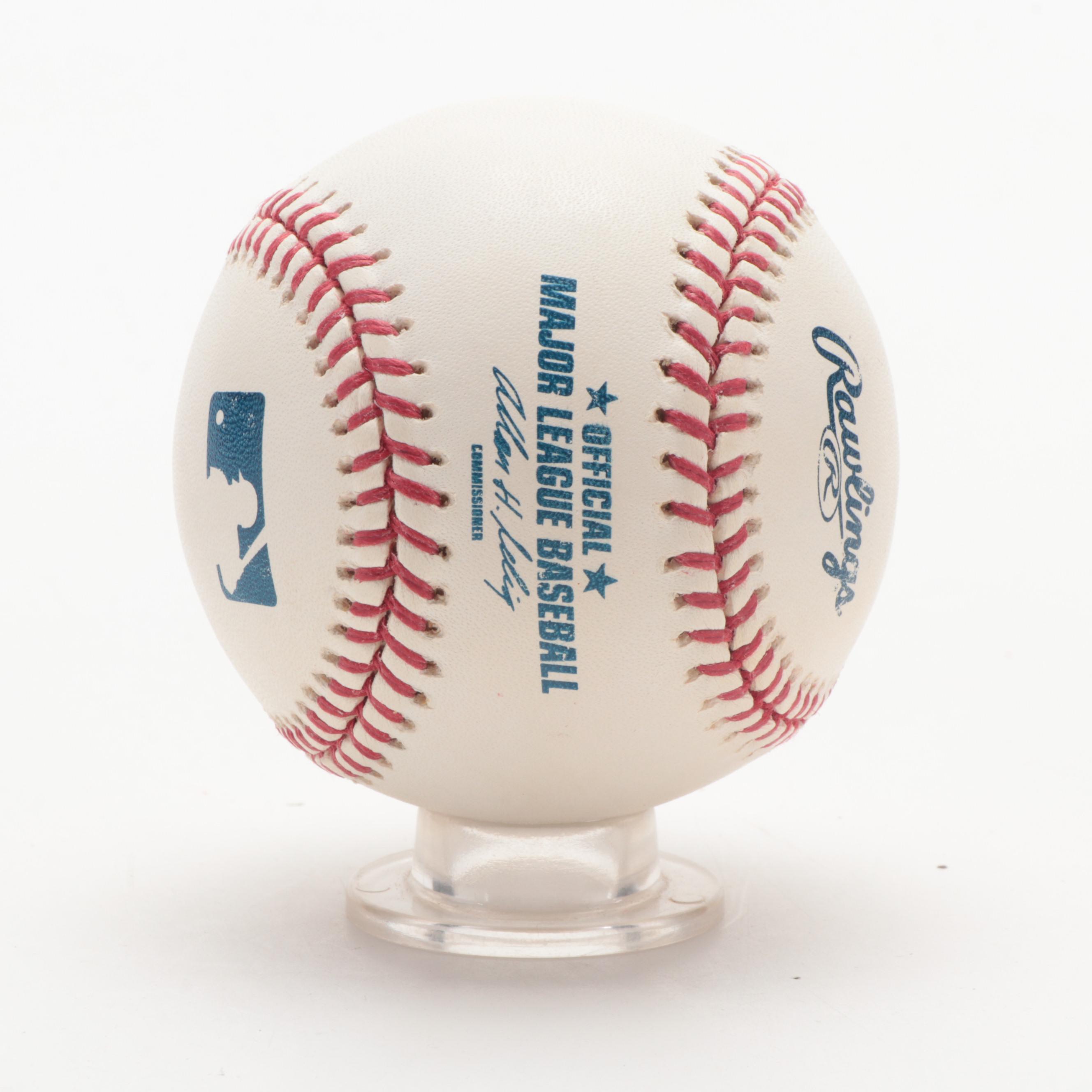 Tug McGraw Signed Rawlings Baseball with 1988 Topps Baseball Cards | EBTH