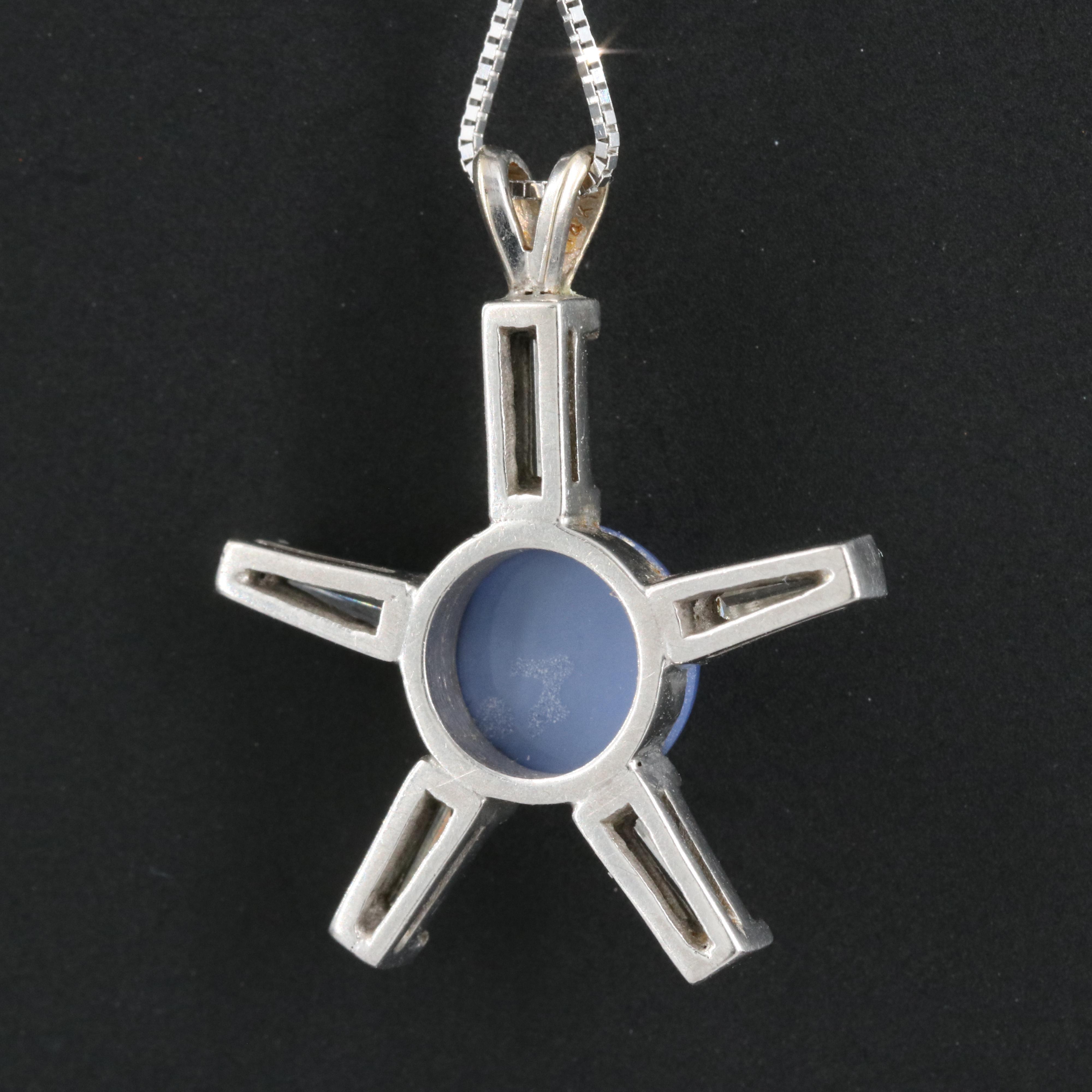 Vintage Linde Palladium Star Sapphire and Diamond Pendant on 10K Box ...