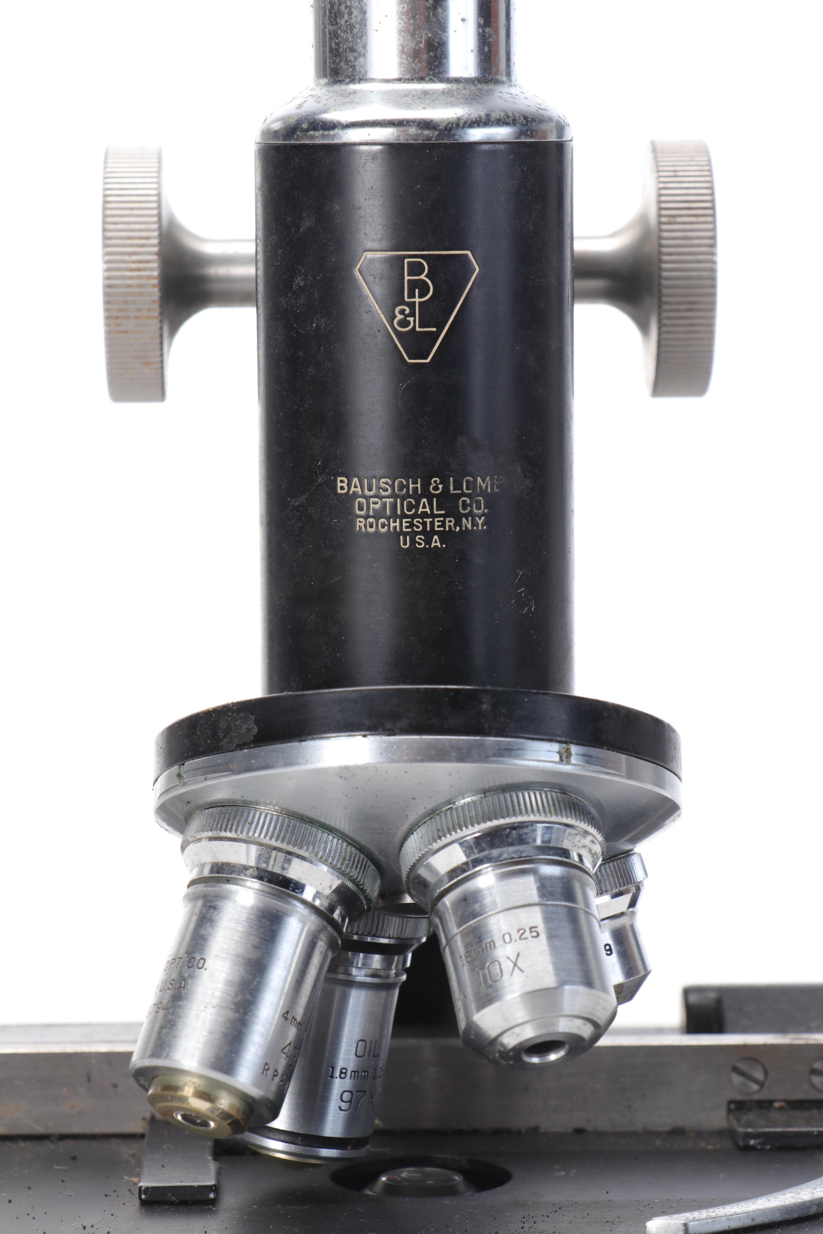 Bausch and Lomb Microscope with Specimen Slides and Wooden Crate | EBTH