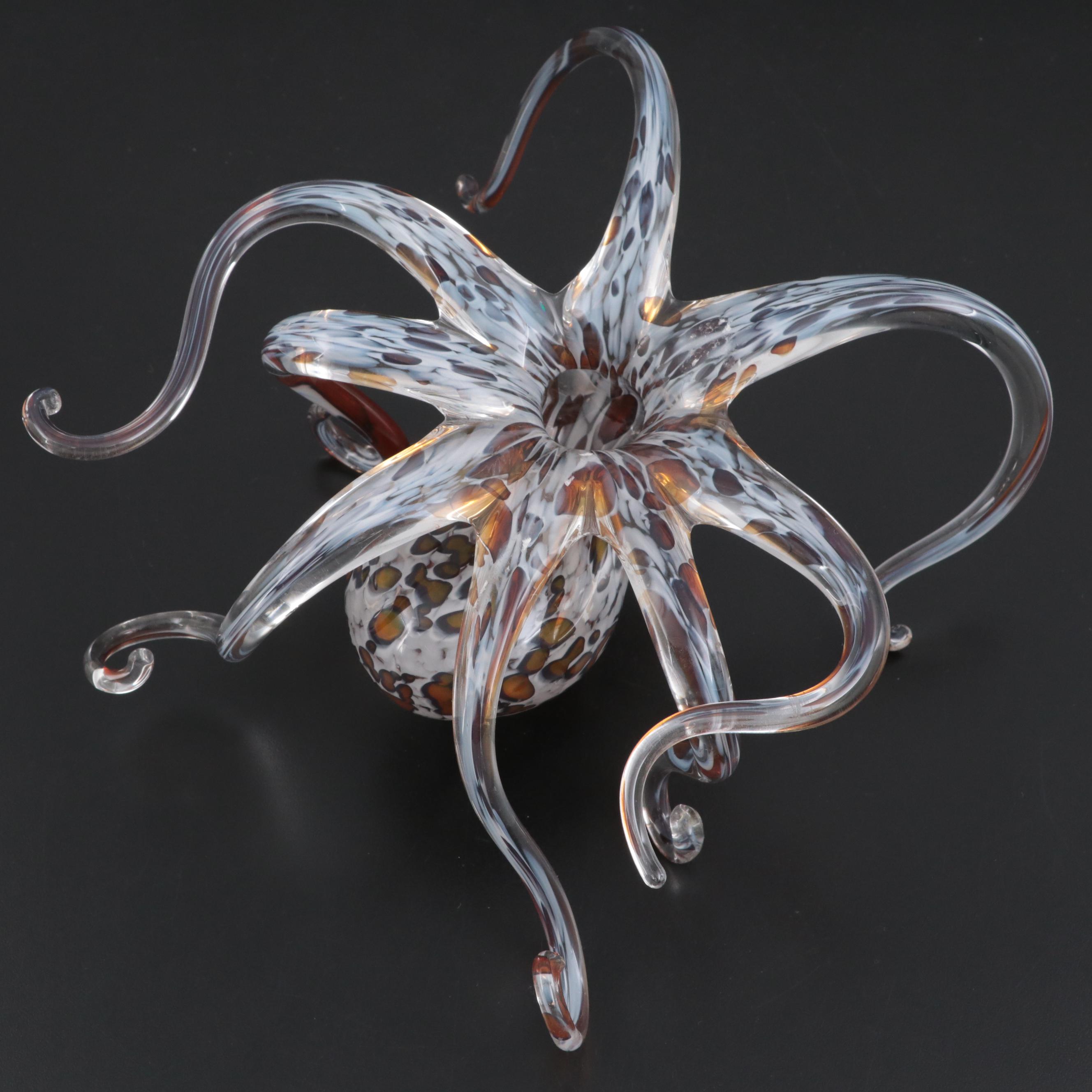 Michael Hopko Handblown Opaline Speckled Studio Art Glass Octopus ...