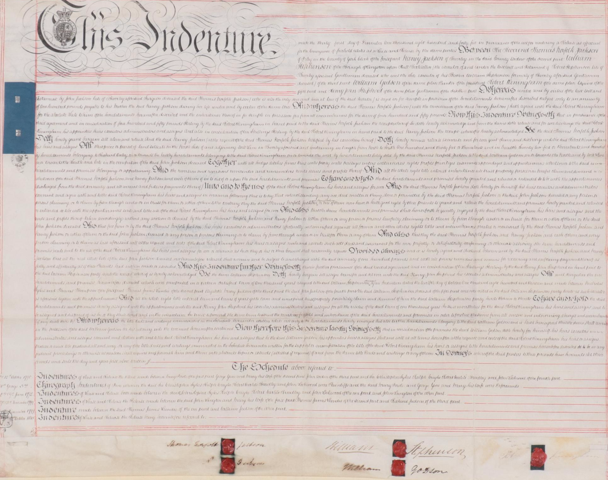 1875 English Indenture Featuring Hand-Drawn Map | EBTH