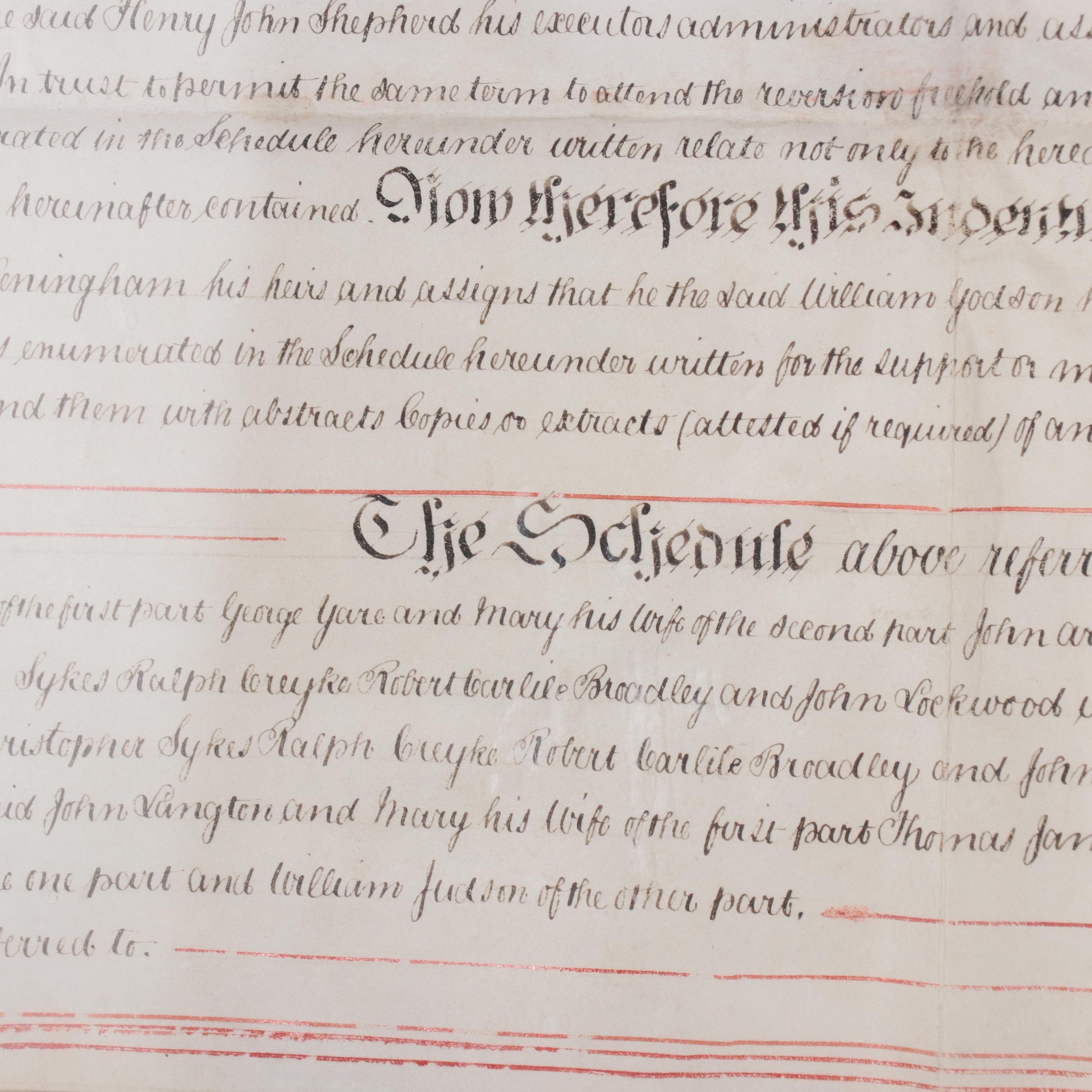 1875 English Indenture Featuring Hand-Drawn Map | EBTH