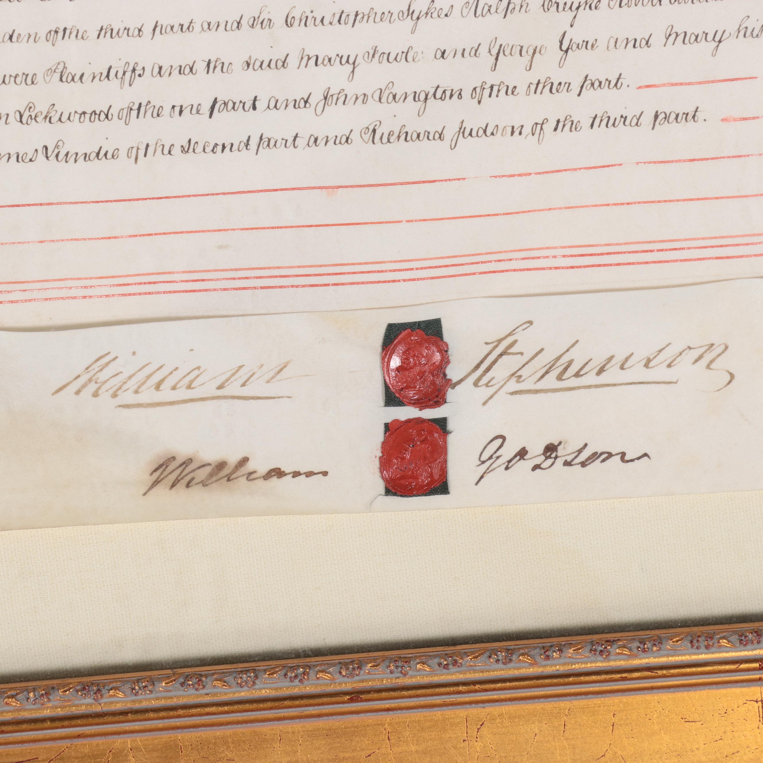 1875 English Indenture Featuring Hand-Drawn Map | EBTH