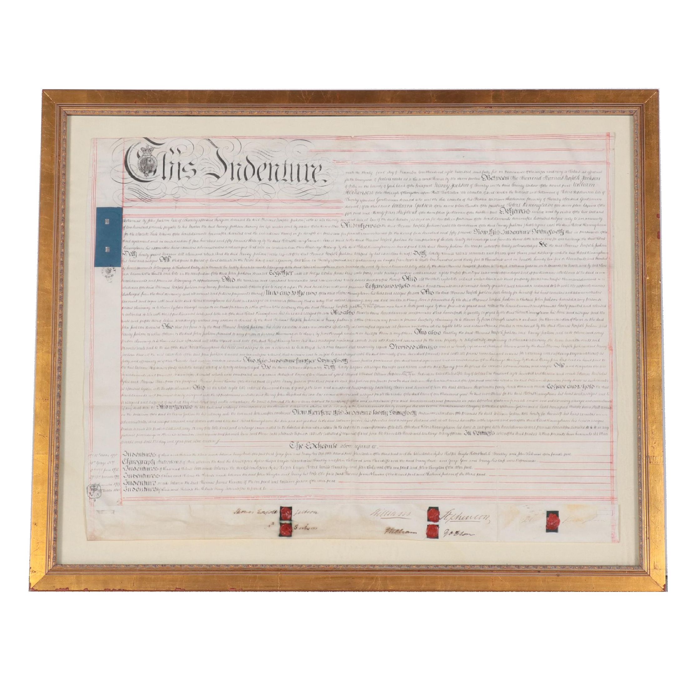 1875 English Indenture Featuring Hand-Drawn Map | EBTH