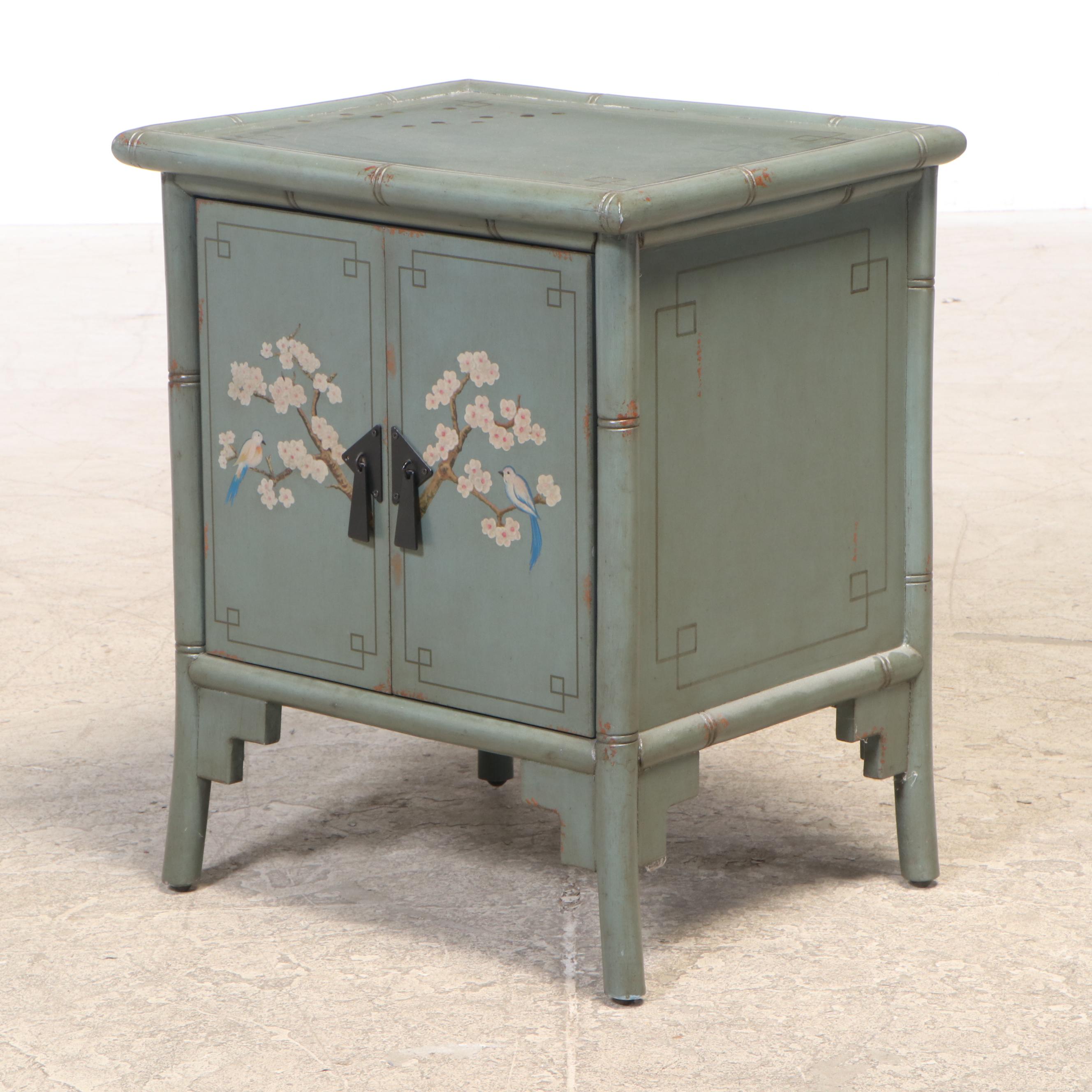 Pier 1 Imports Pair of "Ming Chow" Painted Nightstand Cabinets | EBTH