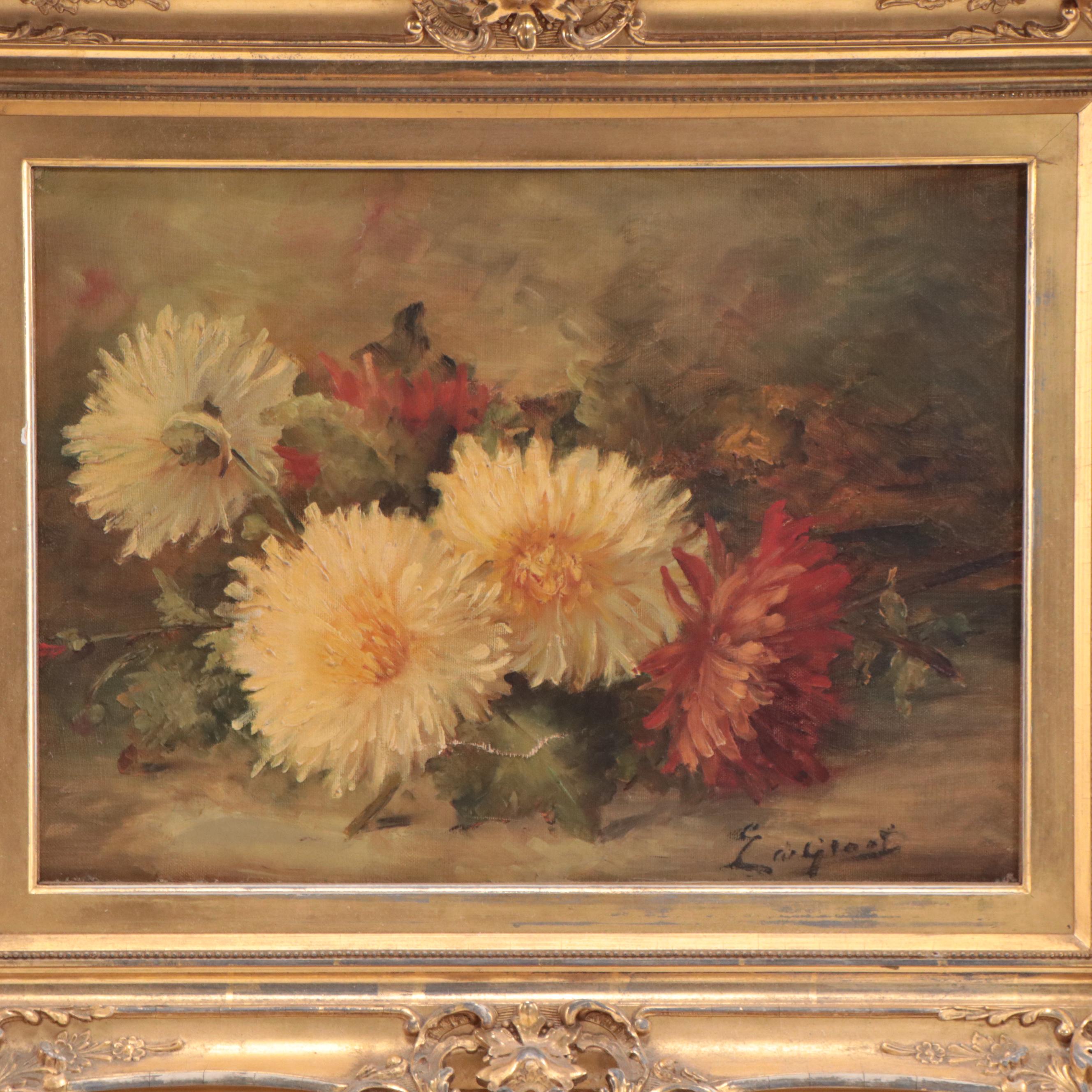 Floral Still Life Oil Painting of Chrysanthemums | EBTH