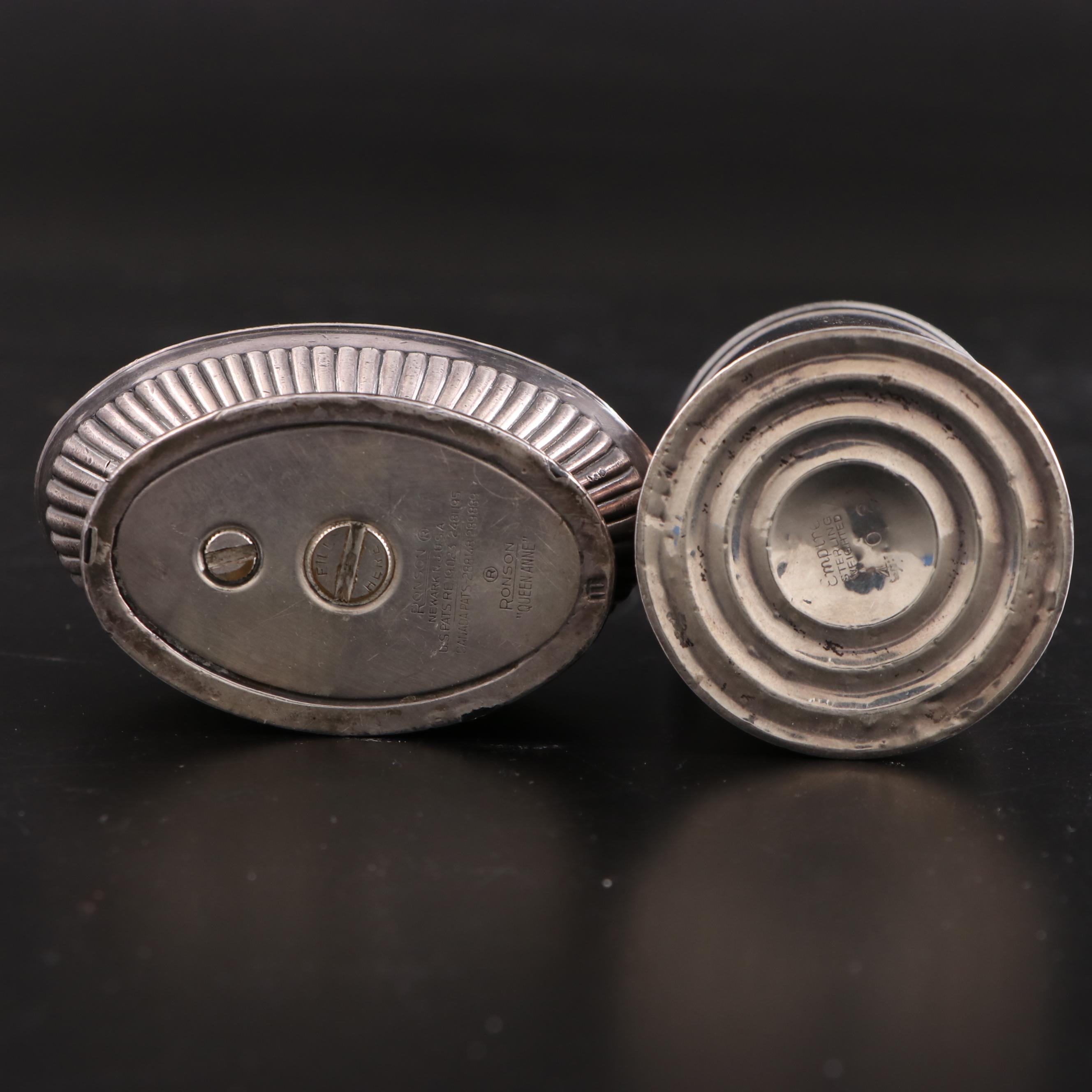 Empire Weighted Sterling Silver Lighter with Ronson "Queen Anne" Metal ...