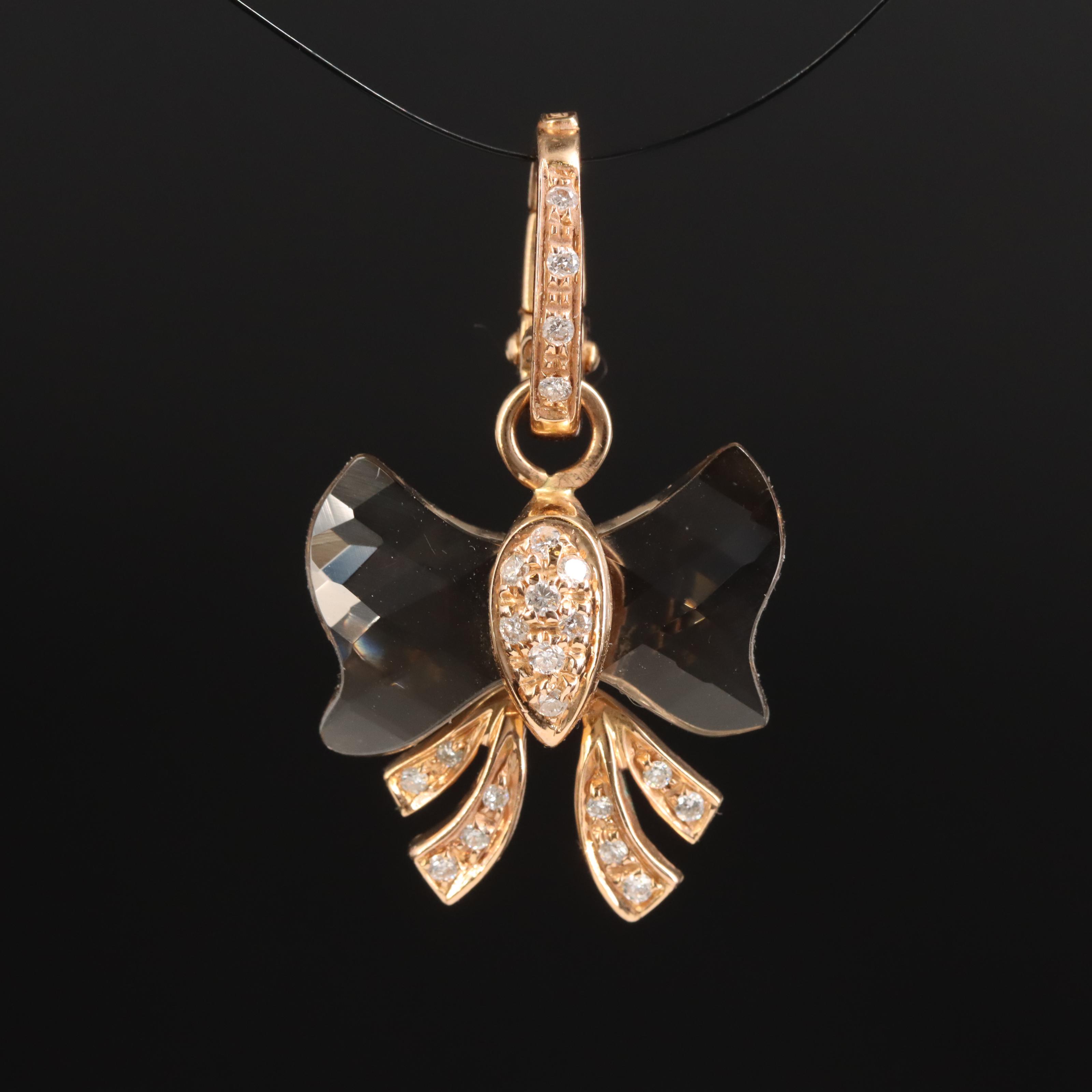 Italian Rosato 18K Rose Gold Smoky Quartz and Diamond Enhancer Pendant ...