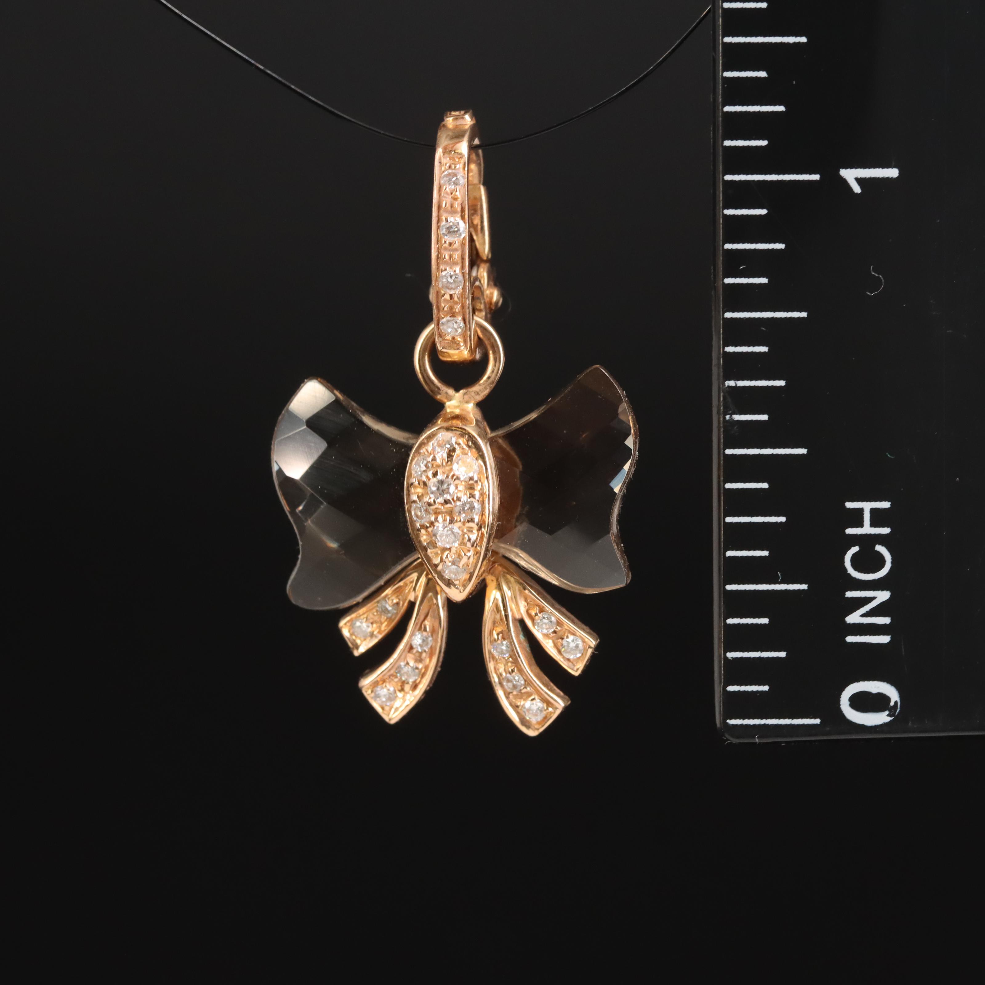 Italian Rosato 18K Rose Gold Smoky Quartz and Diamond Enhancer Pendant ...