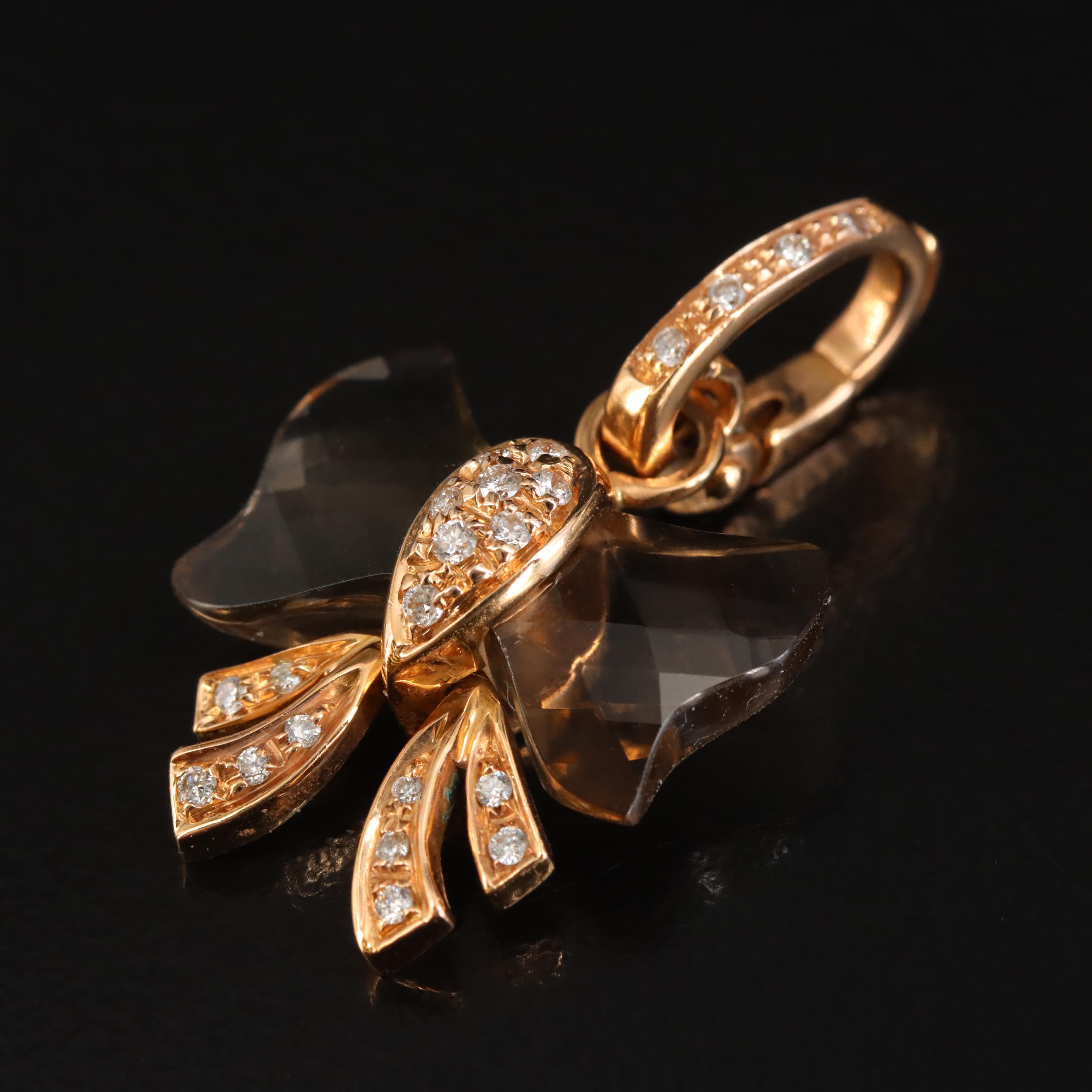 Italian Rosato 18K Rose Gold Smoky Quartz and Diamond Enhancer Pendant ...