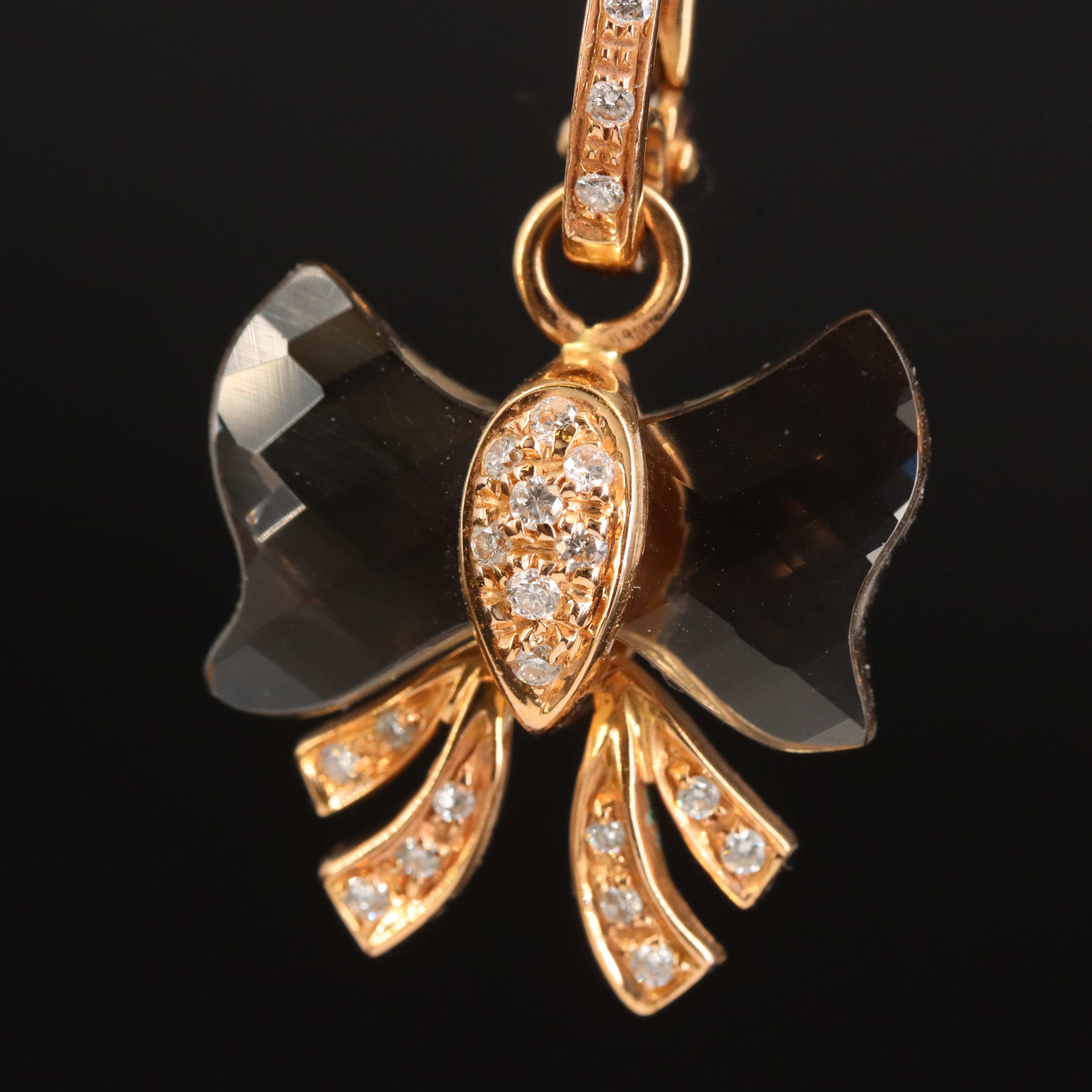 Italian Rosato 18K Rose Gold Smoky Quartz and Diamond Enhancer Pendant ...