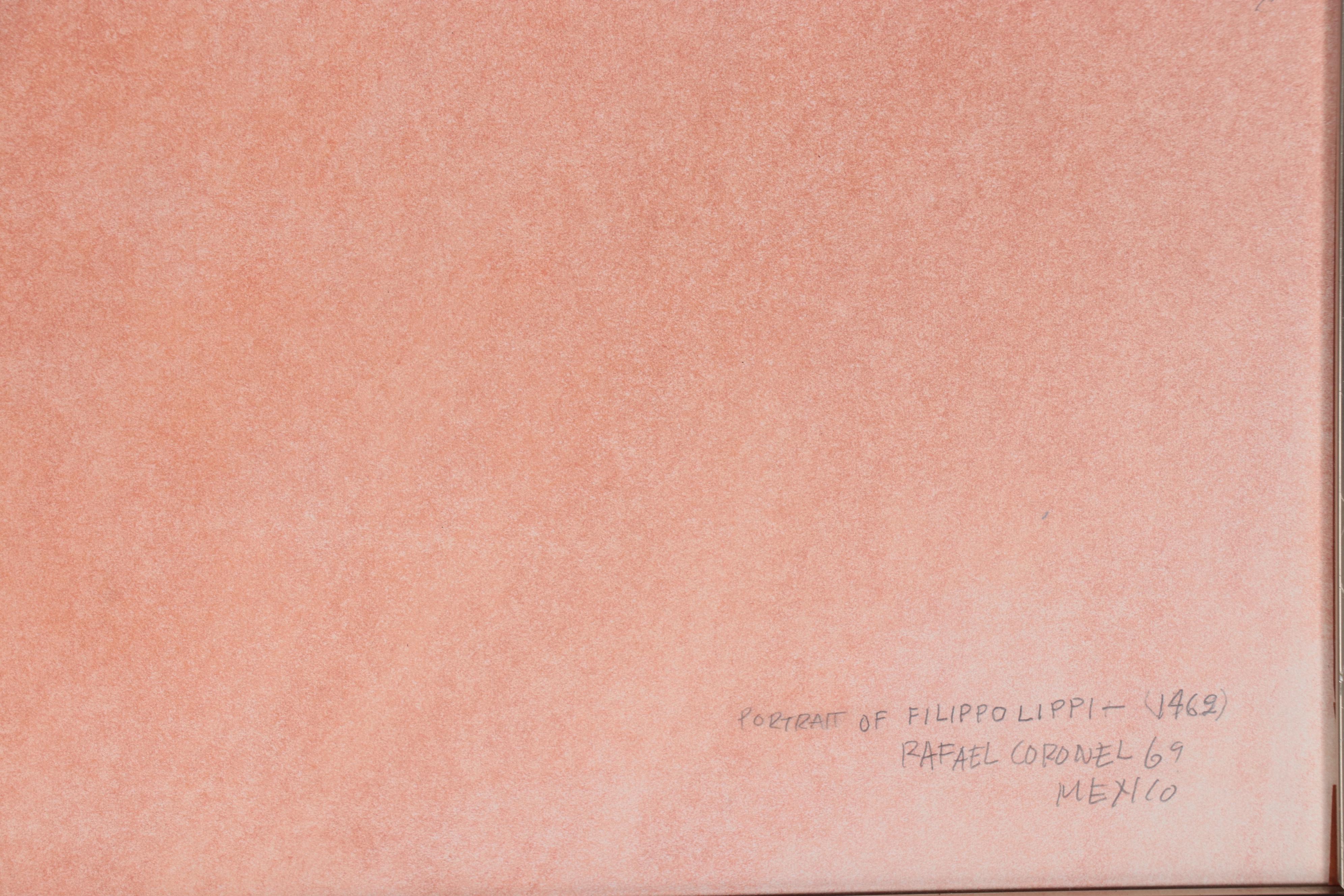 Rafael Coronel Graphite and Pastel Drawing of Fillipo Lippi Portrait ...