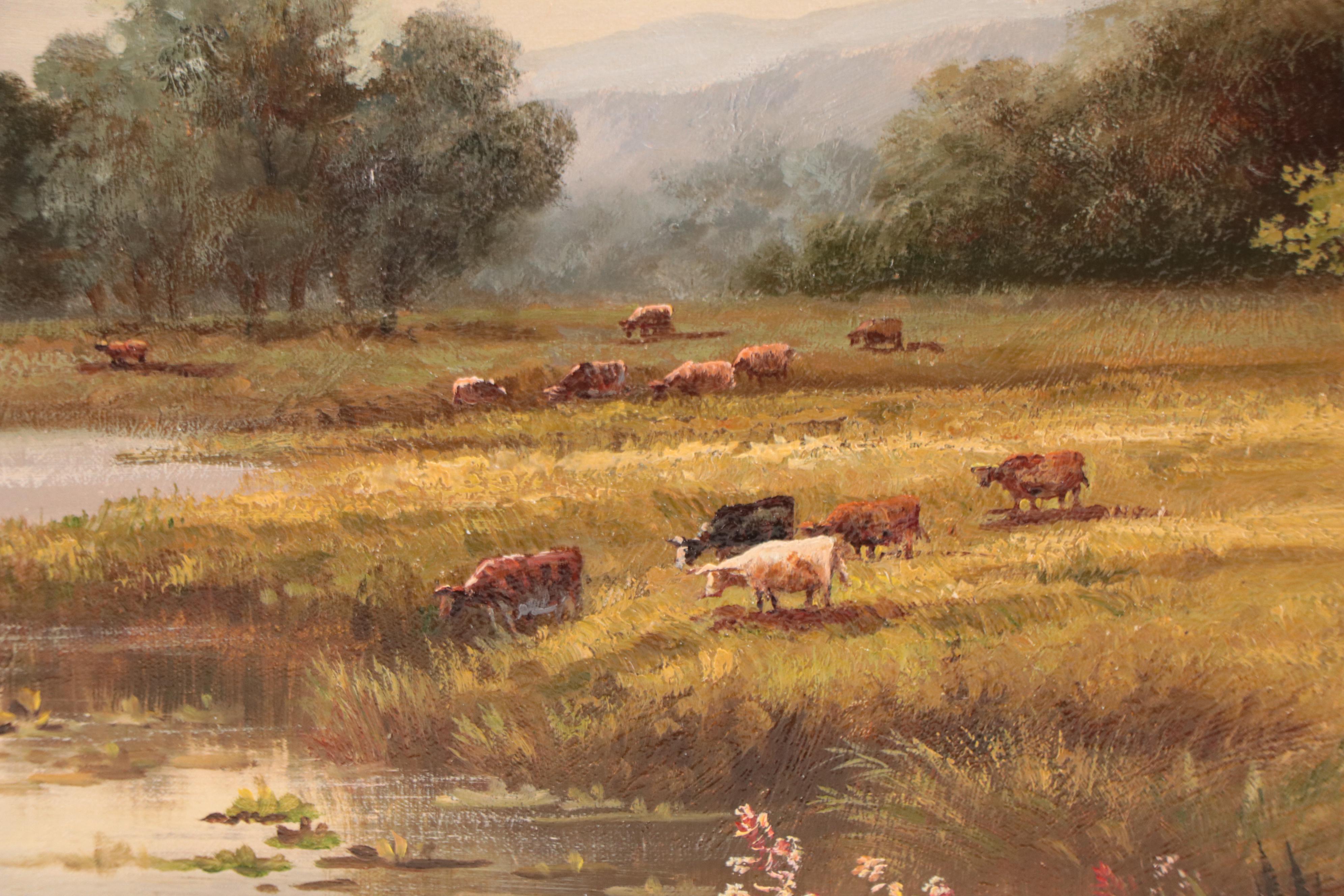 Oil Painting of Pastoral River Landscape | EBTH