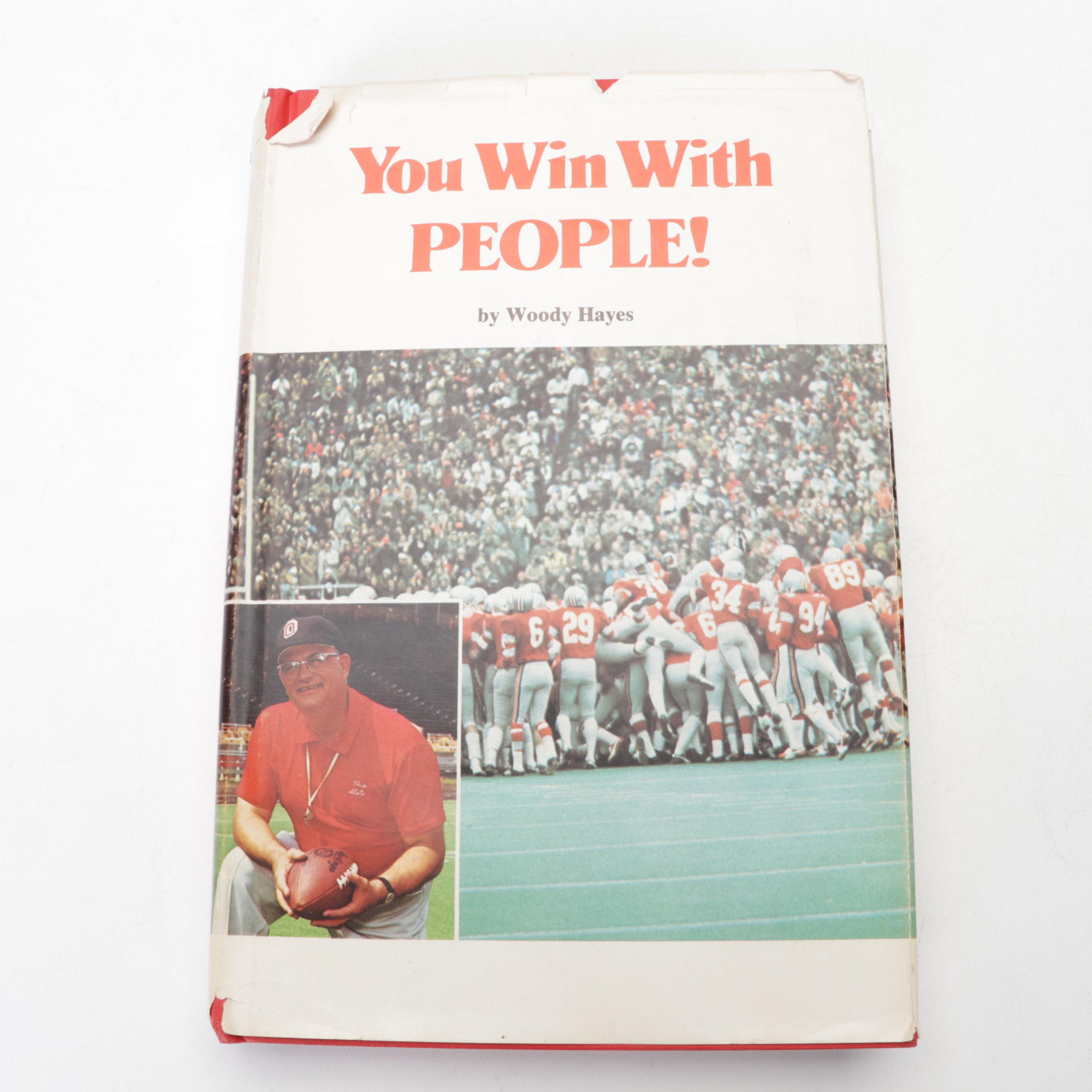 OSU Woody Hayes Signed "You Win with People" Book, Signed Hat, Football ...