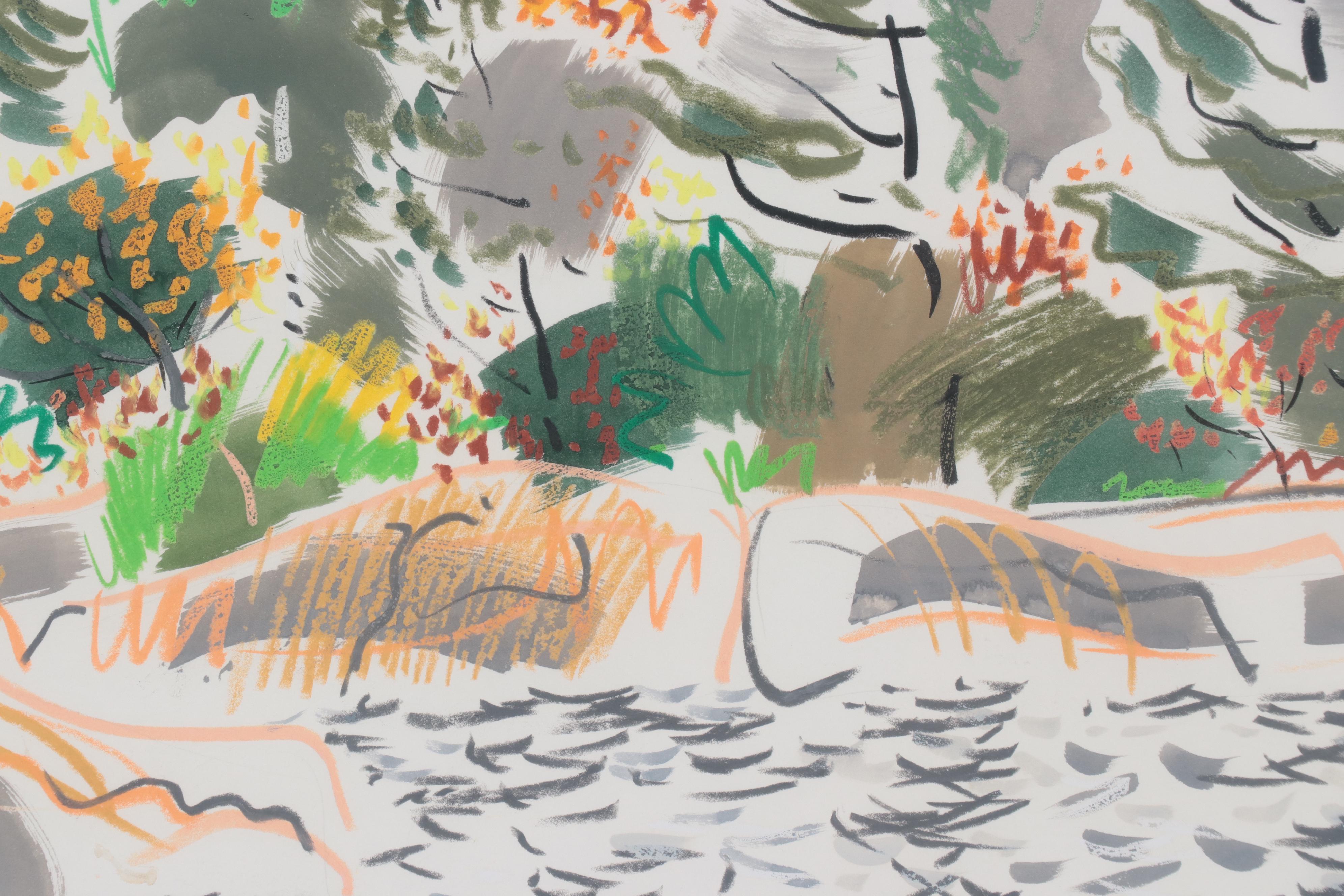 Rod Prouse Landscape Mixed Media Painting "Grey Wind," 1971 | EBTH