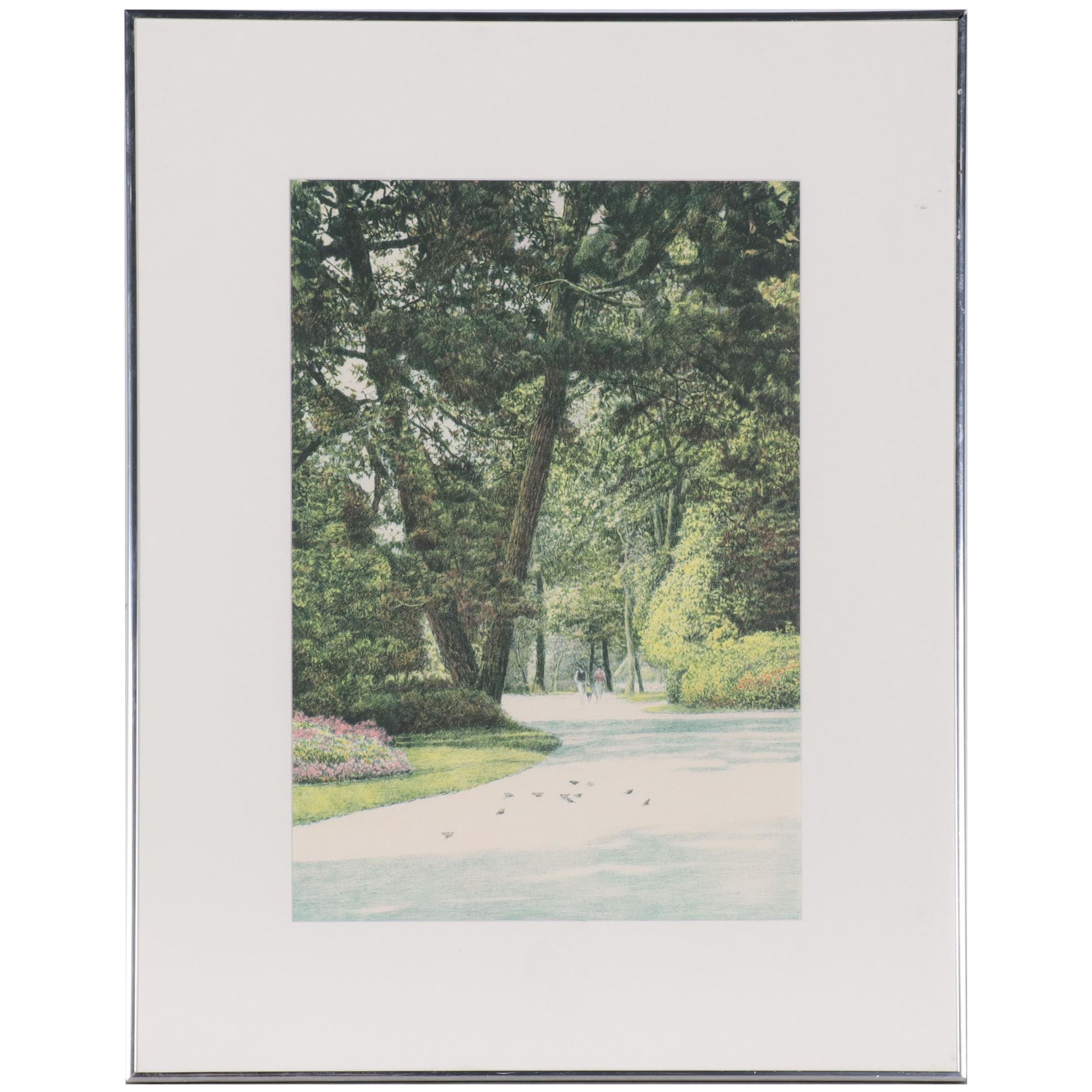 Color Lithograph of Park, Late 20th Century | EBTH