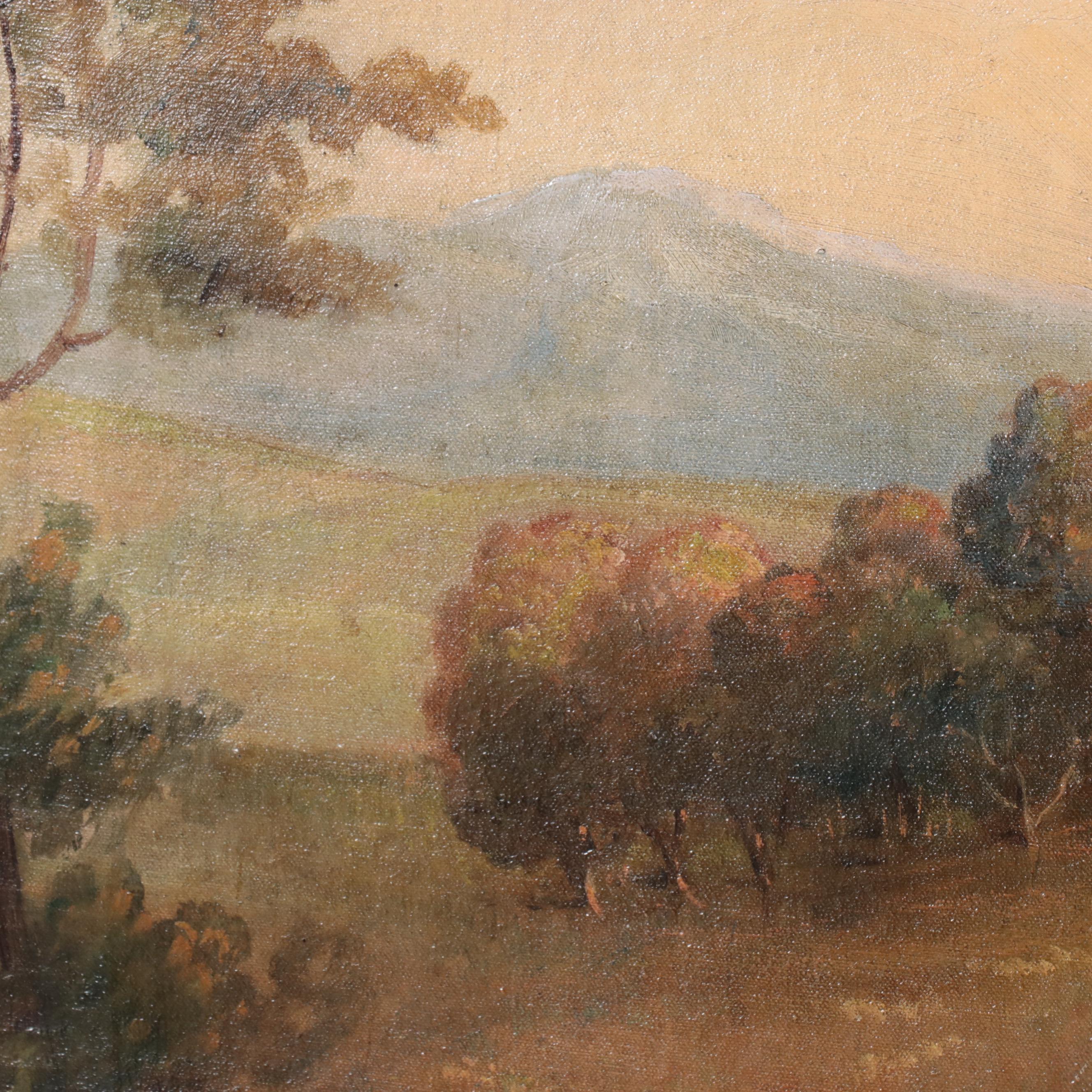 Triptych Large-Scale Forest Landscape Oil Painting, Early 20th Century ...