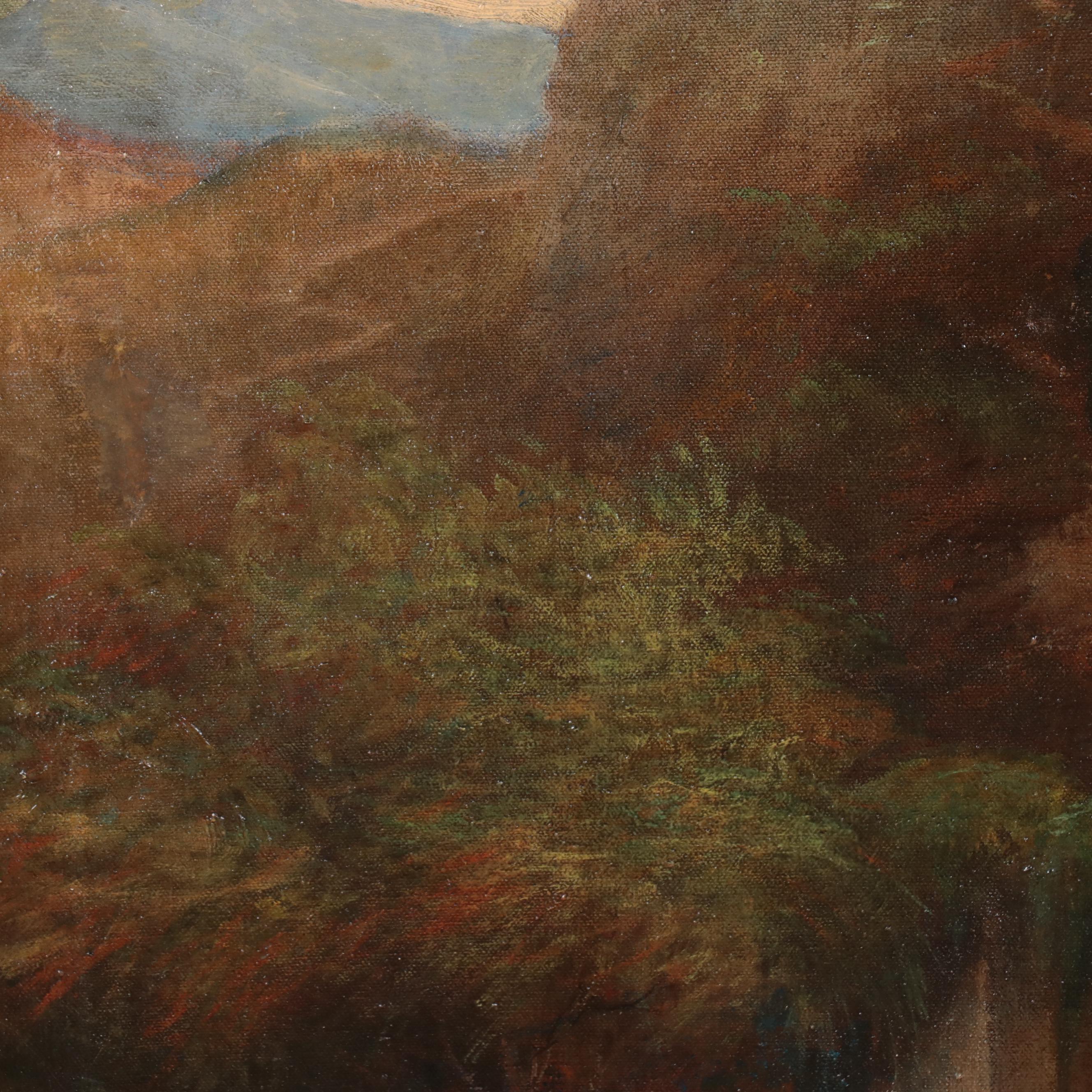 Triptych Large-Scale Forest Landscape Oil Painting, Early 20th Century ...