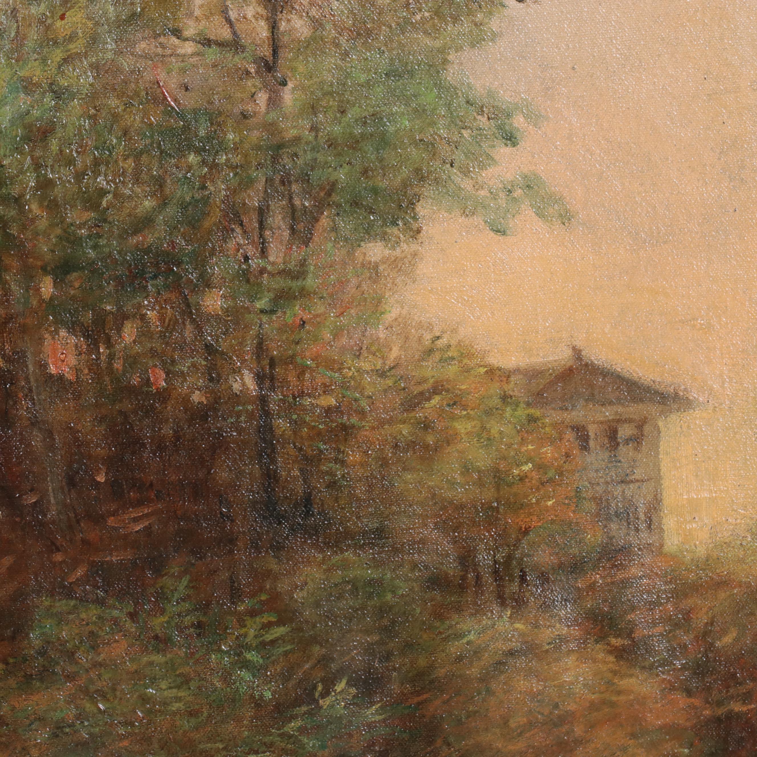 Triptych Large-Scale Forest Landscape Oil Painting, Early 20th Century ...