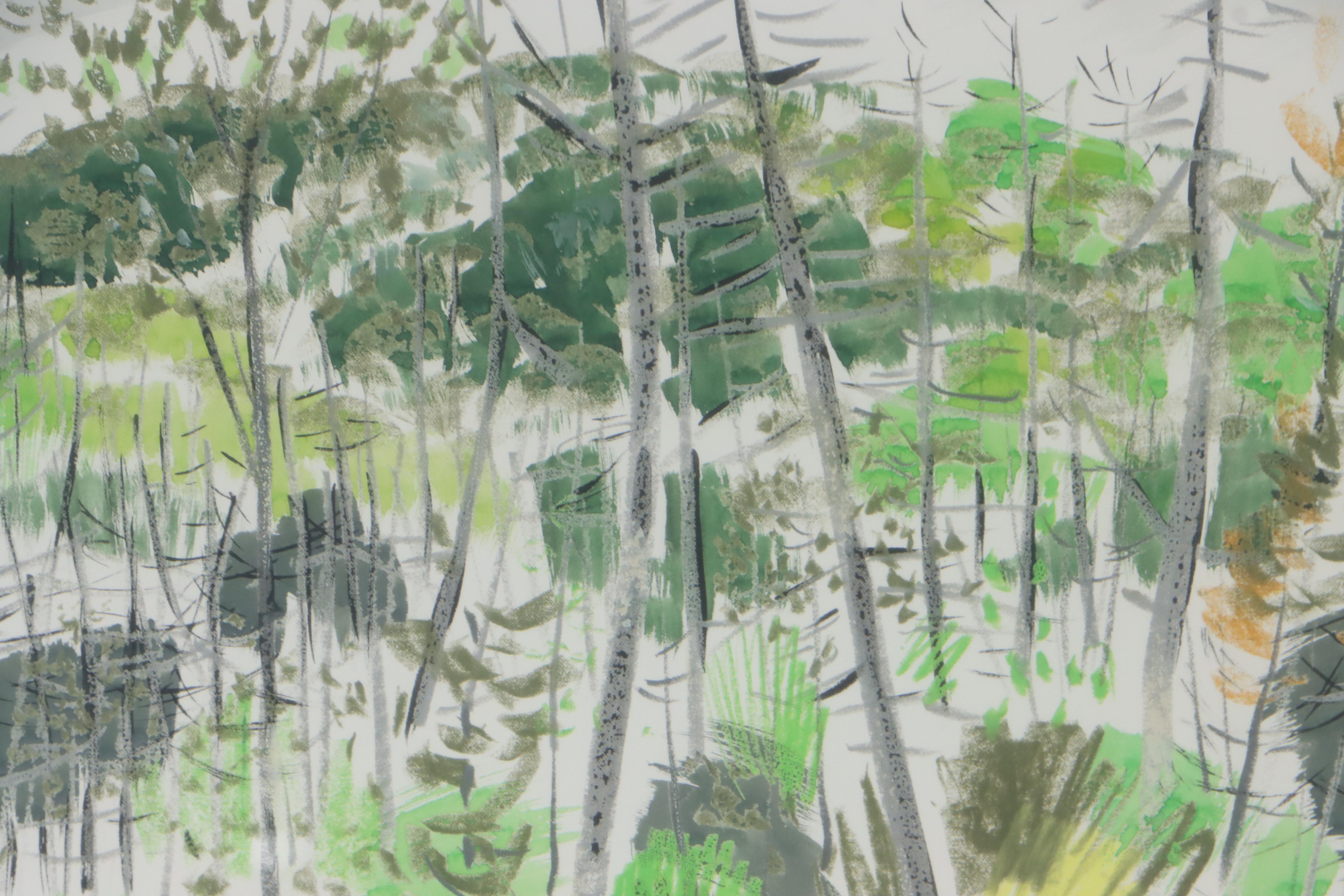 Rod Prouse Mixed Media Painting of Forest, Circa 1970 | EBTH