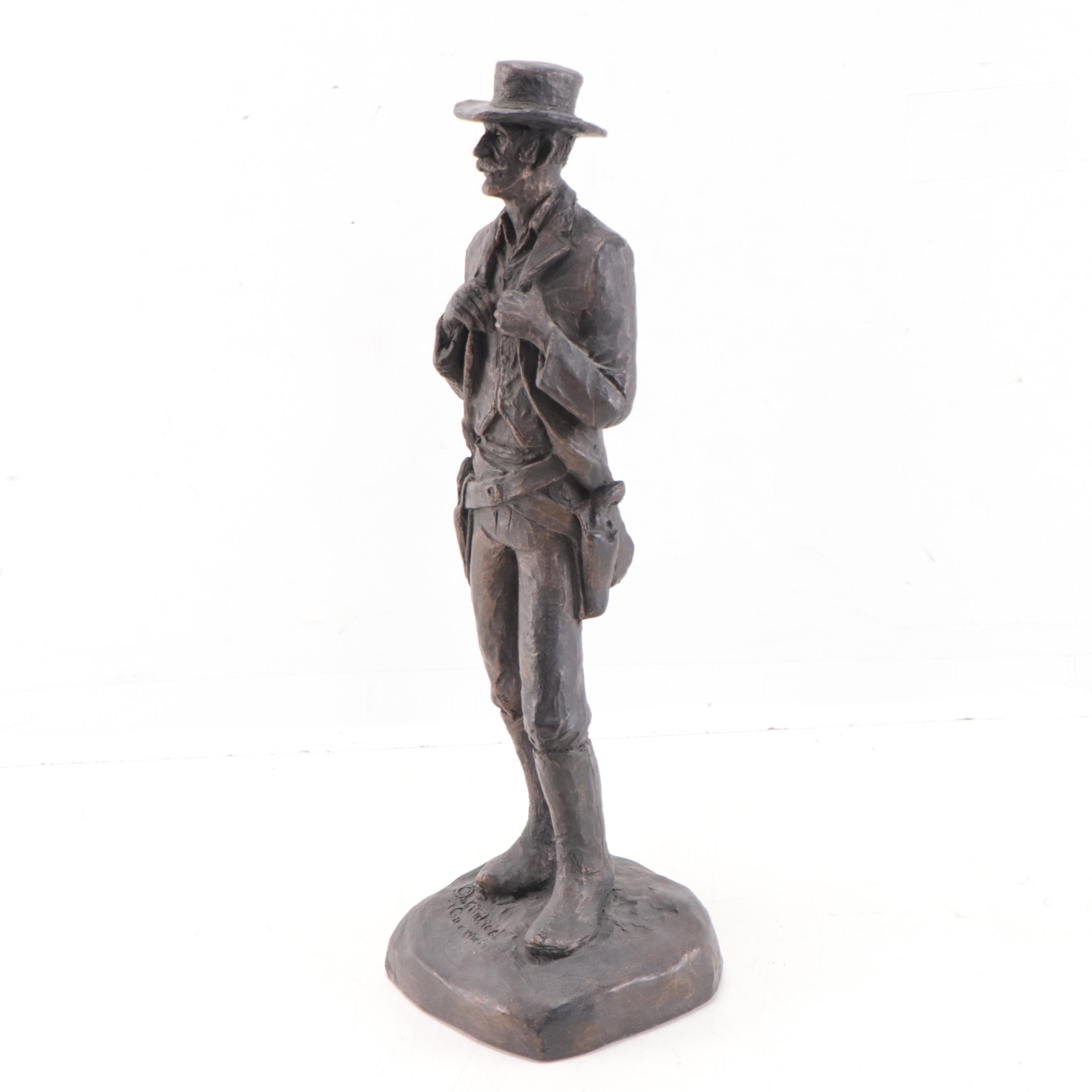 Bronze-Tone Resin Sculpture After Michael Garman "Cowboy," Late 20th ...