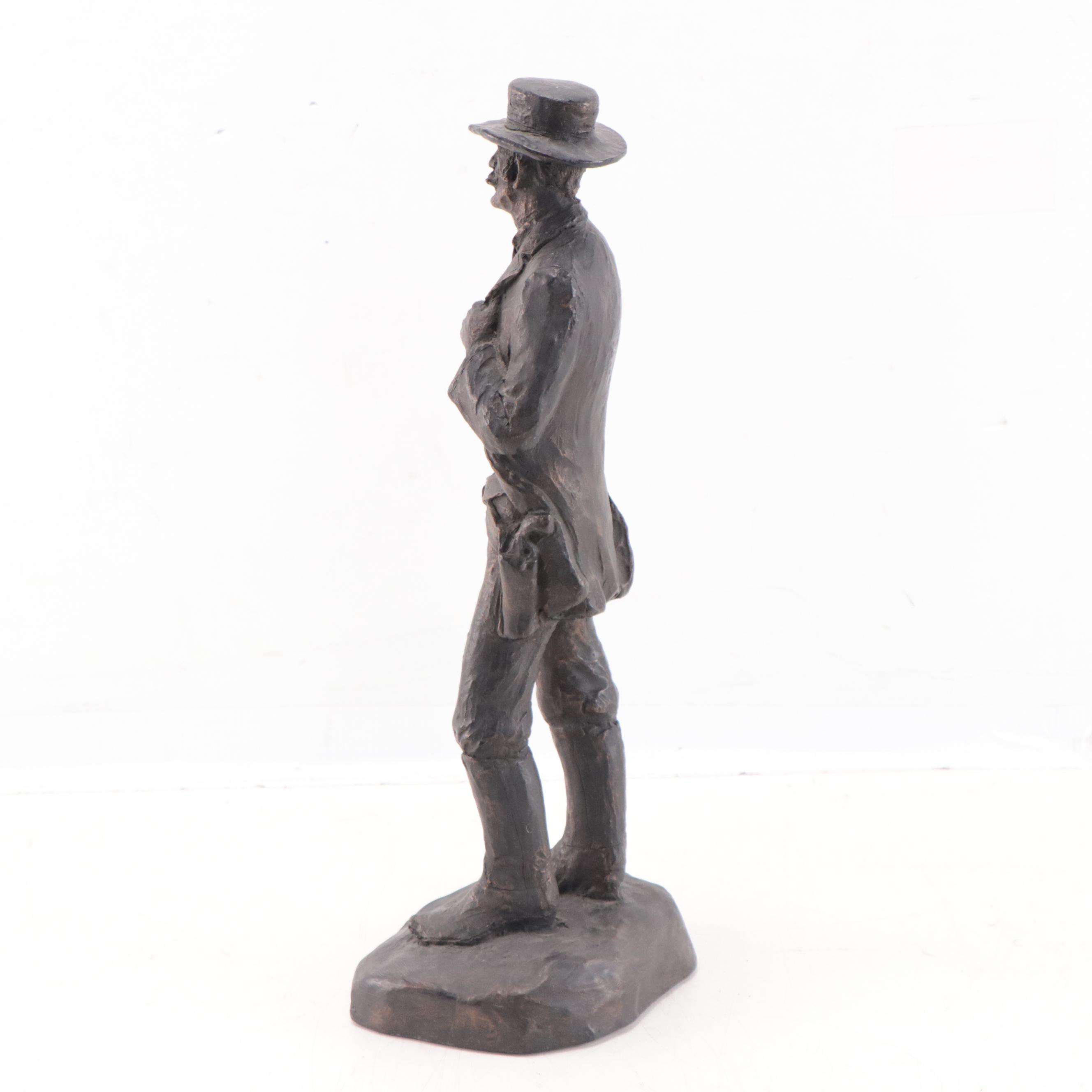 Bronze-Tone Resin Sculpture After Michael Garman "Cowboy," Late 20th ...