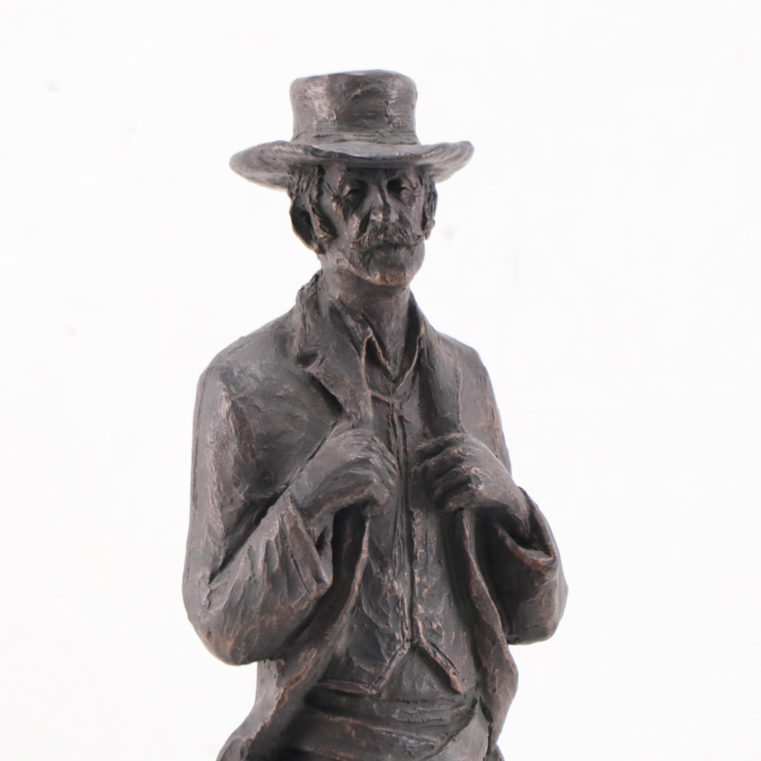 Bronze-Tone Resin Sculpture After Michael Garman "Cowboy," Late 20th ...
