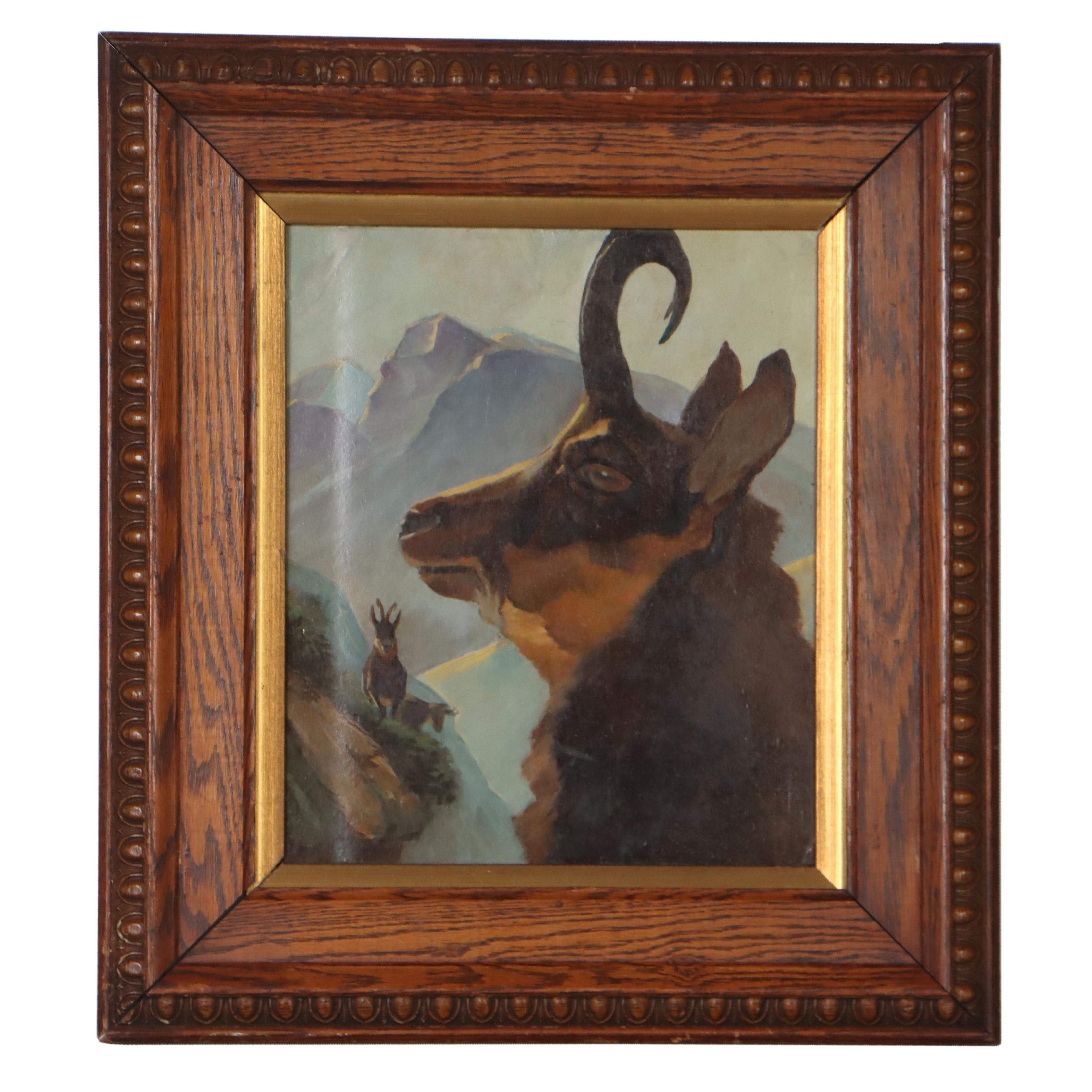 Oil Painting of Mountain Goats | EBTH
