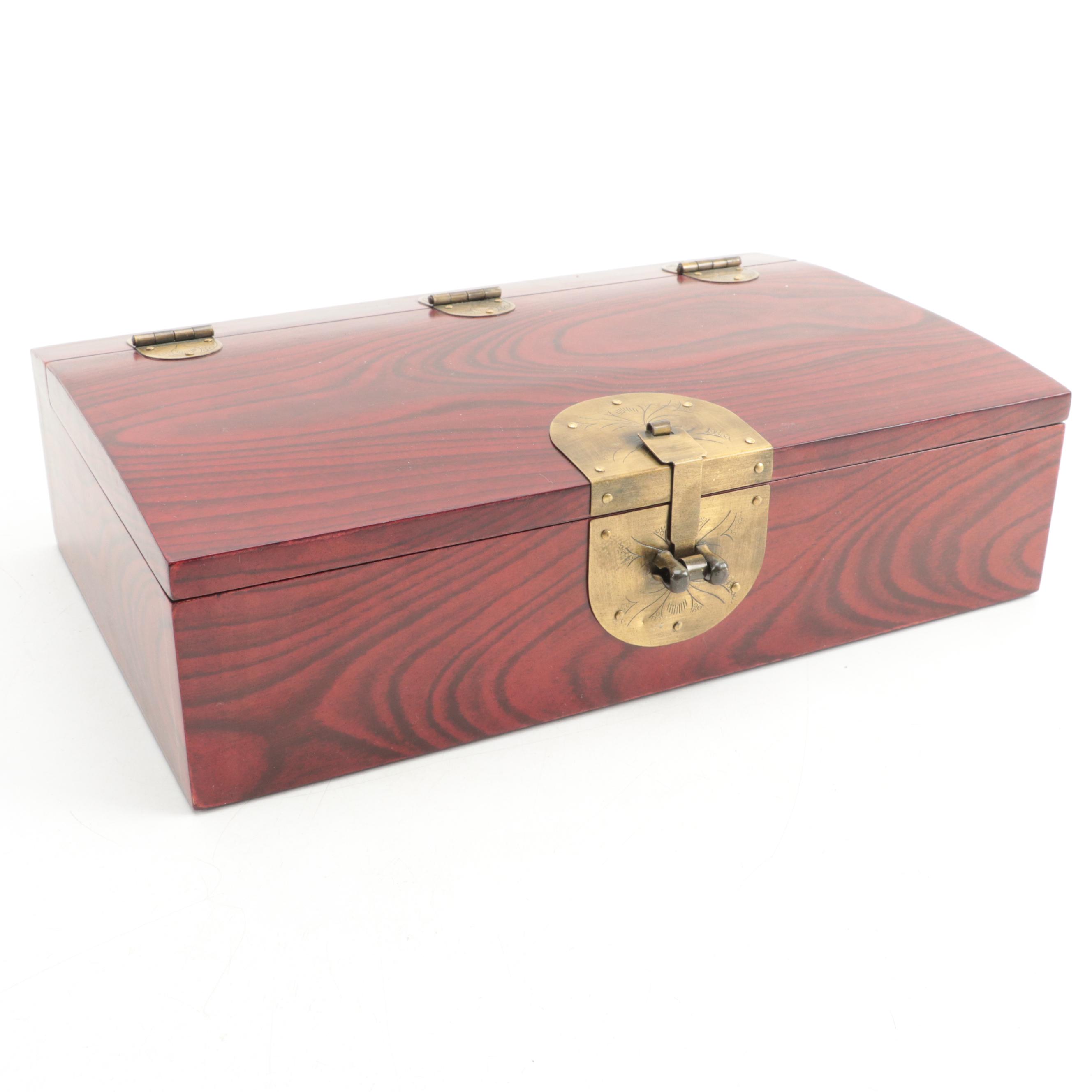 Chinese Rosewood and Brass Document Lock Box | EBTH