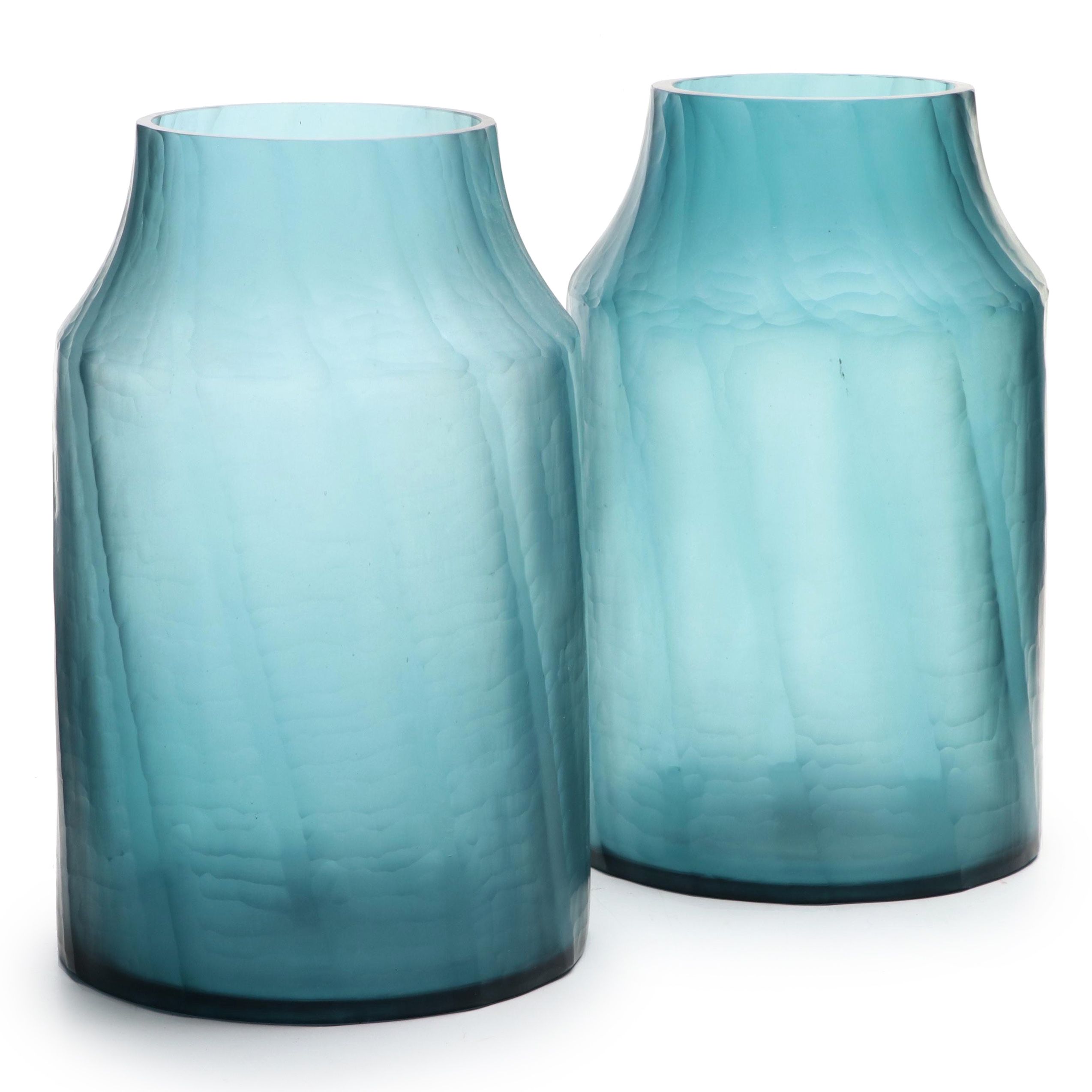 Pair of Aqua Blue Glass Table Vases | EBTH