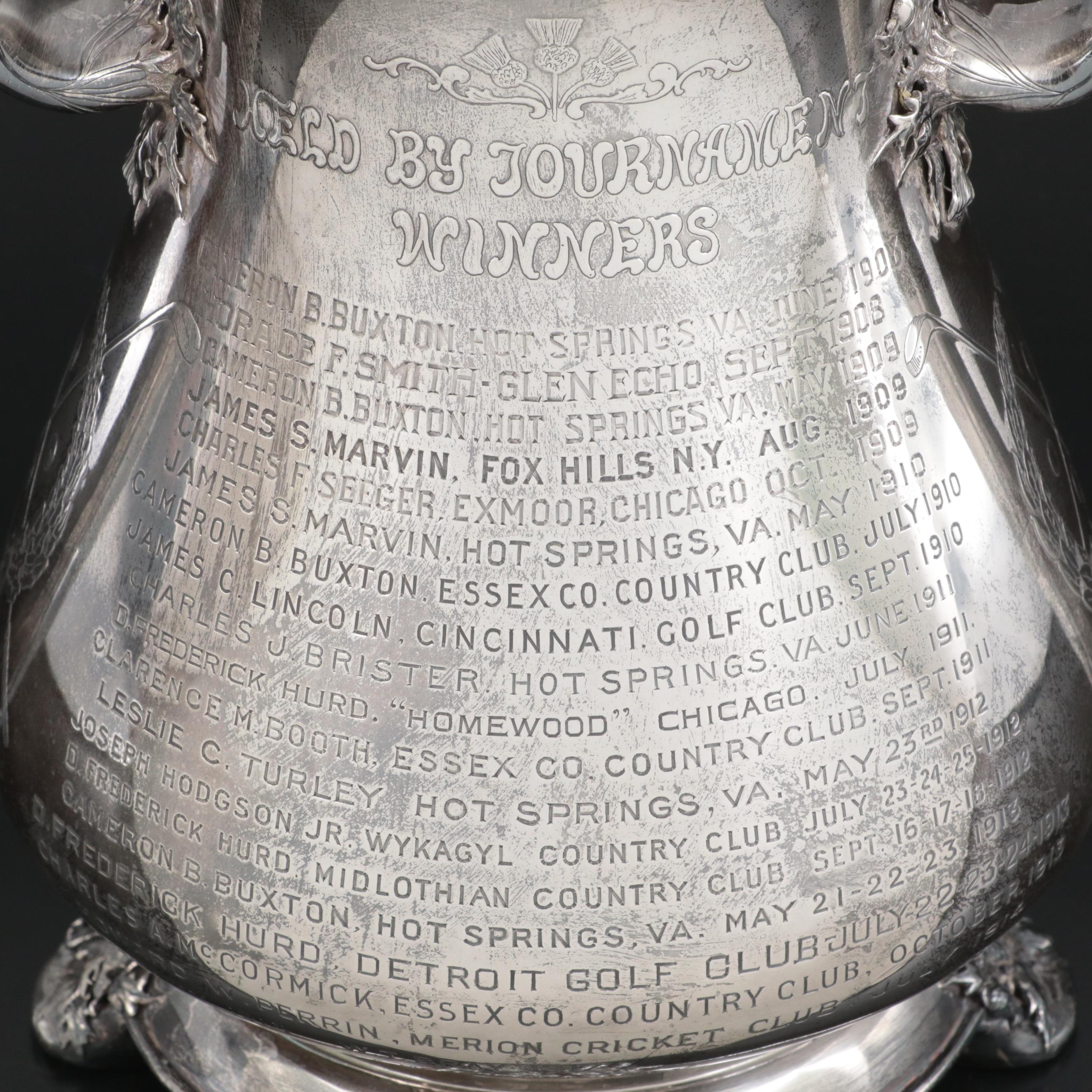 Tiffany & Co. Art Nouveau Sterling Silver Loving Cup Golf Trophy, circa ...