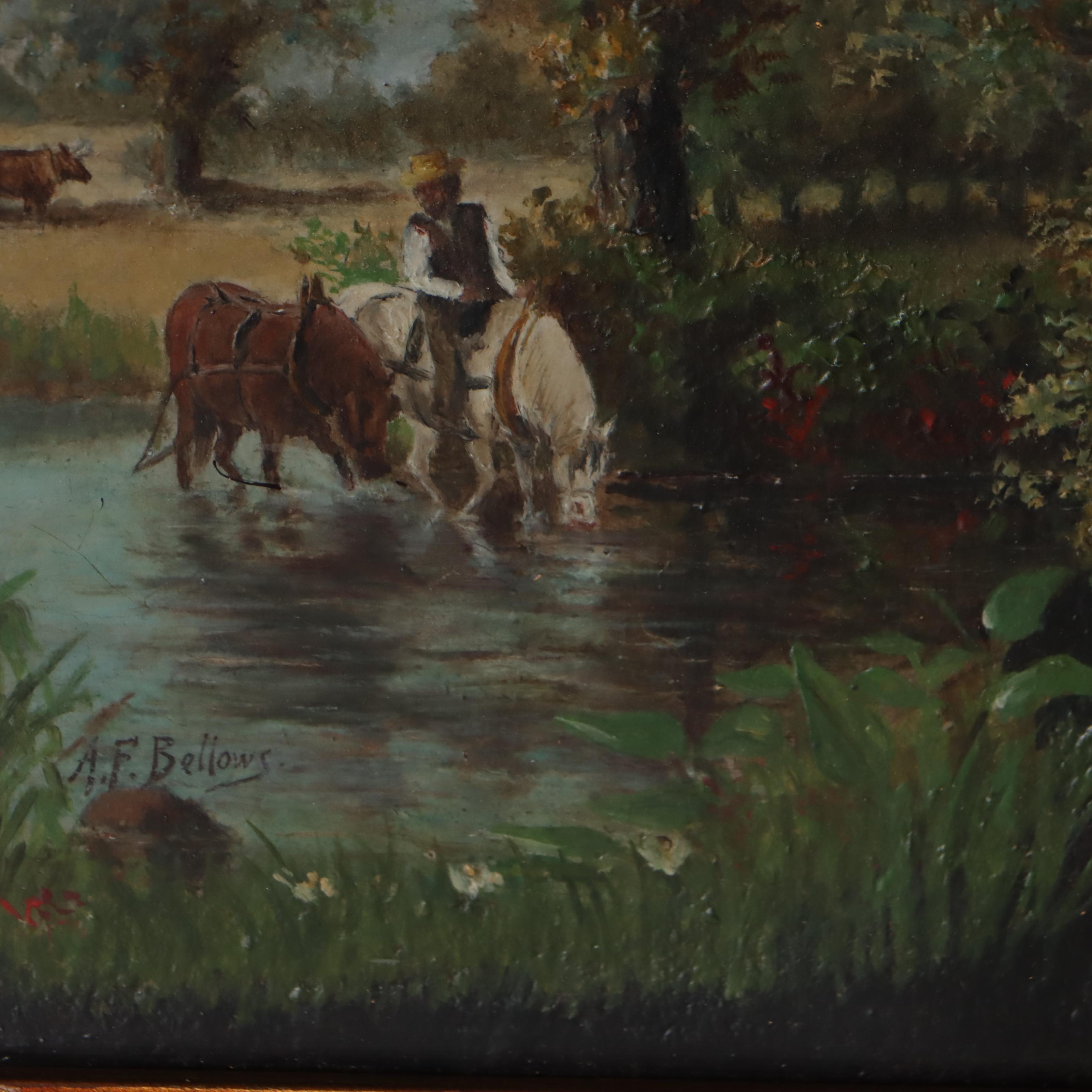 Albert Fitch Bellows Bucolic Landscape Oil Painting | EBTH