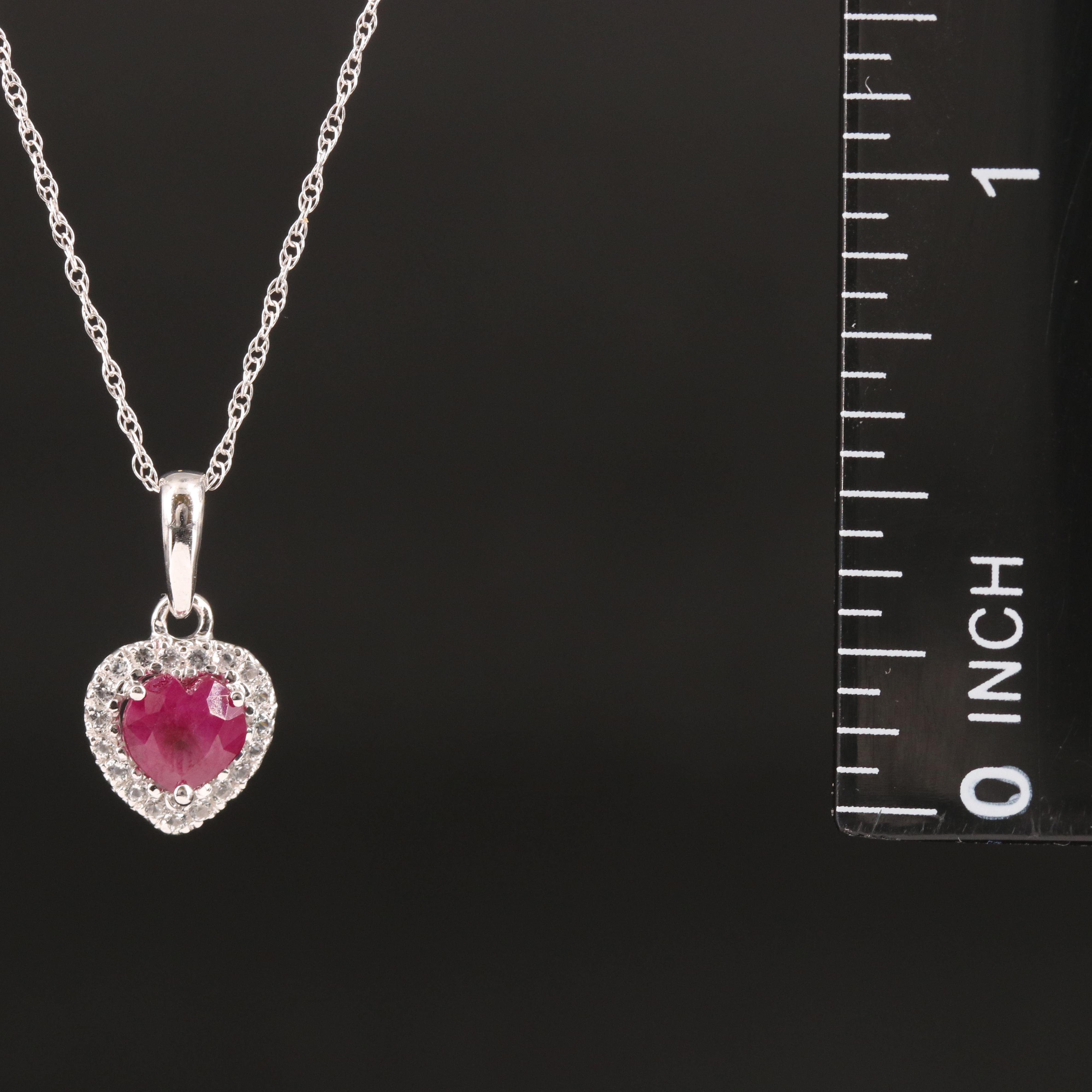 10K Ruby Heart Pendant Necklace | EBTH