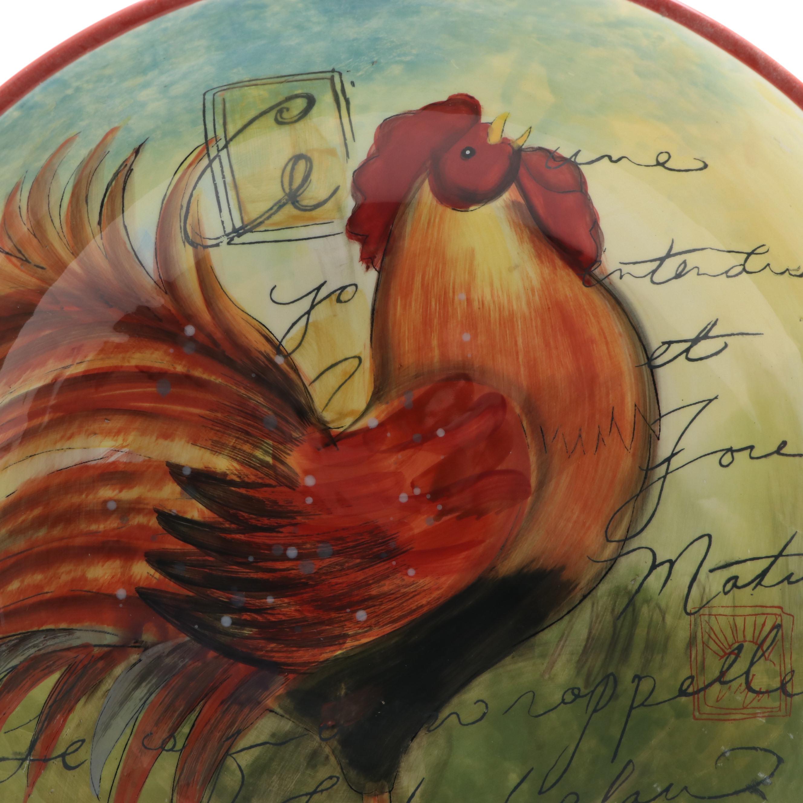 Susan Winget for Certified International "Le Rooster" Ceramic Pasta ...