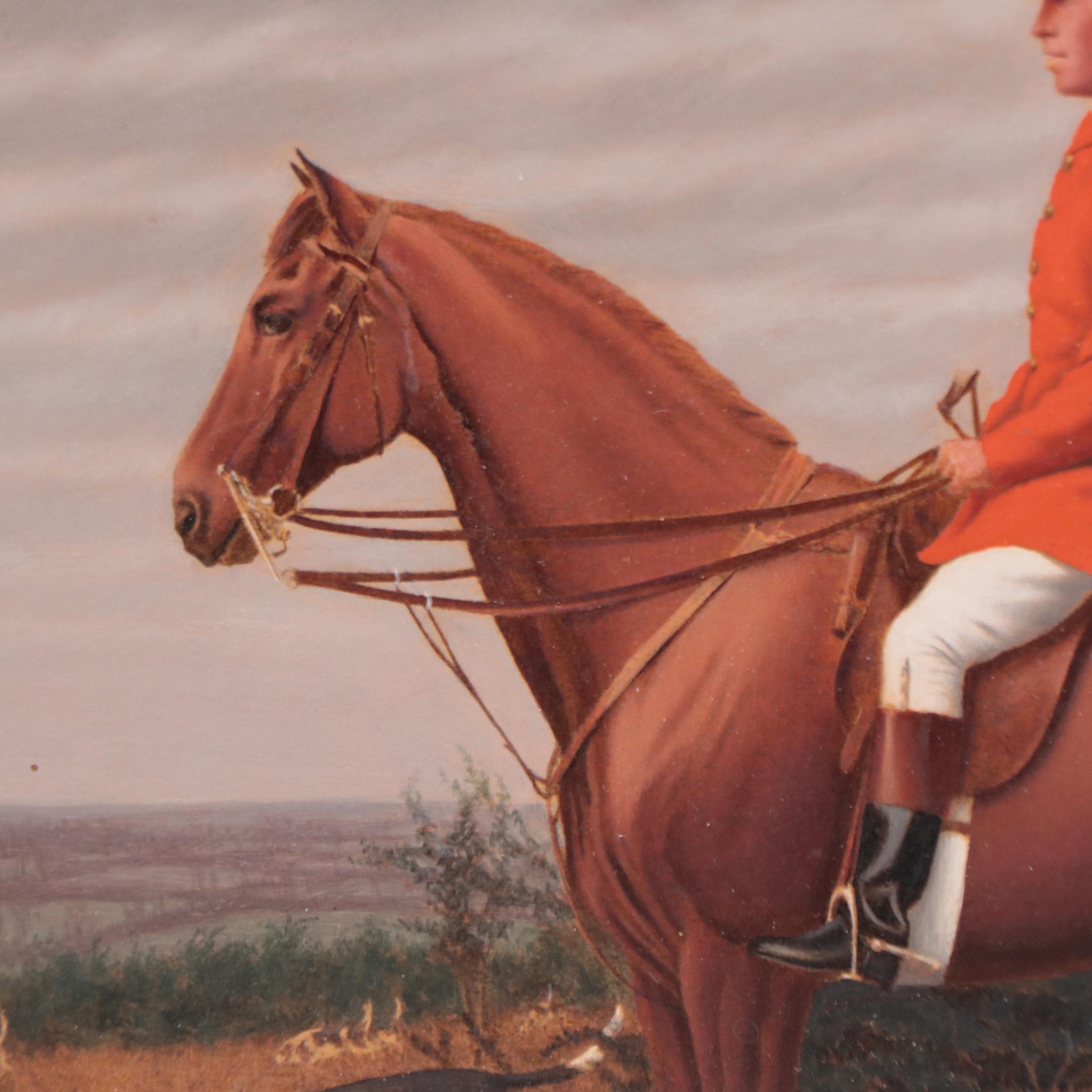 Oil Painting of a Fox Hunting Scene | EBTH