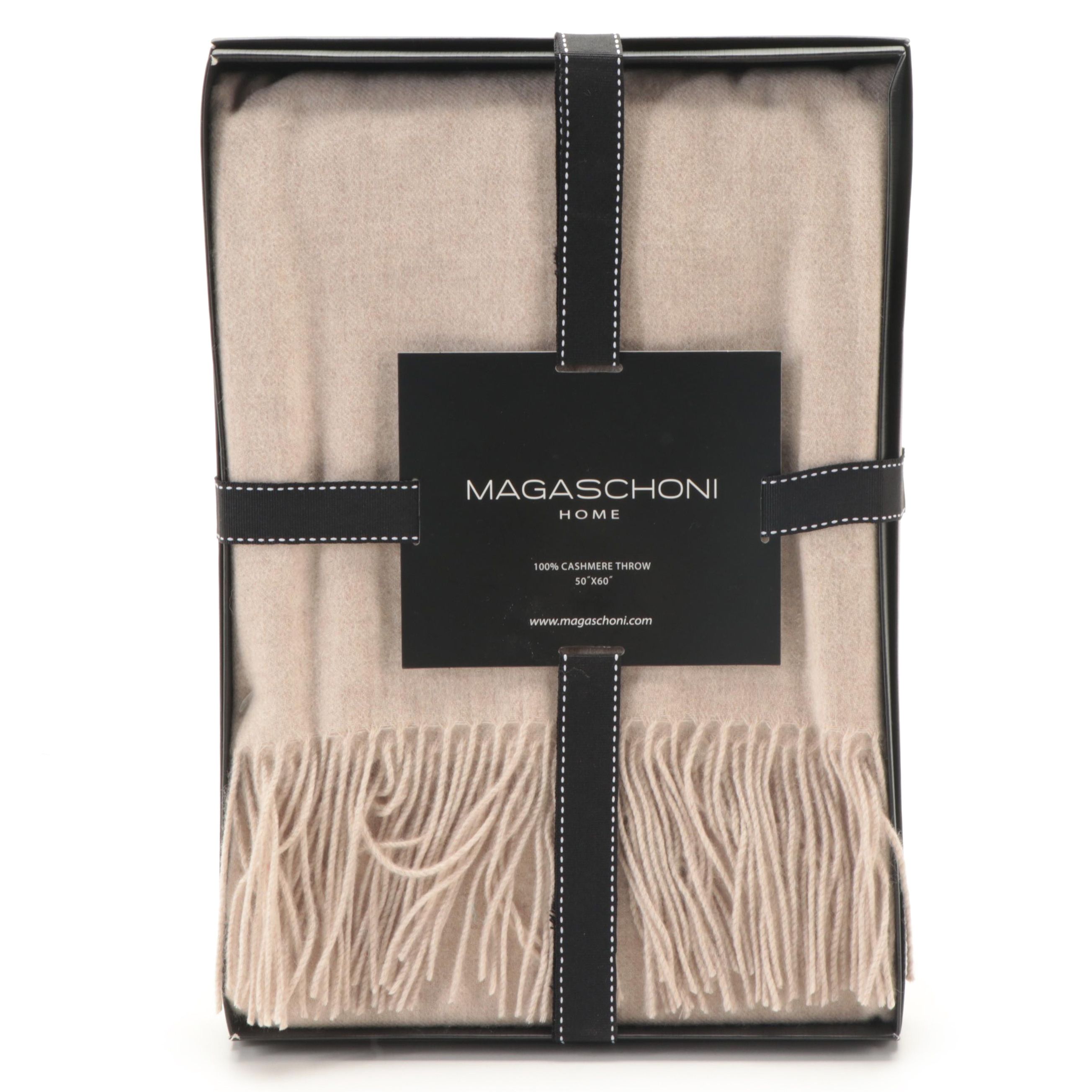 Magaschoni Home Cashmere Throw Blanket in Oatmeal Heather | EBTH