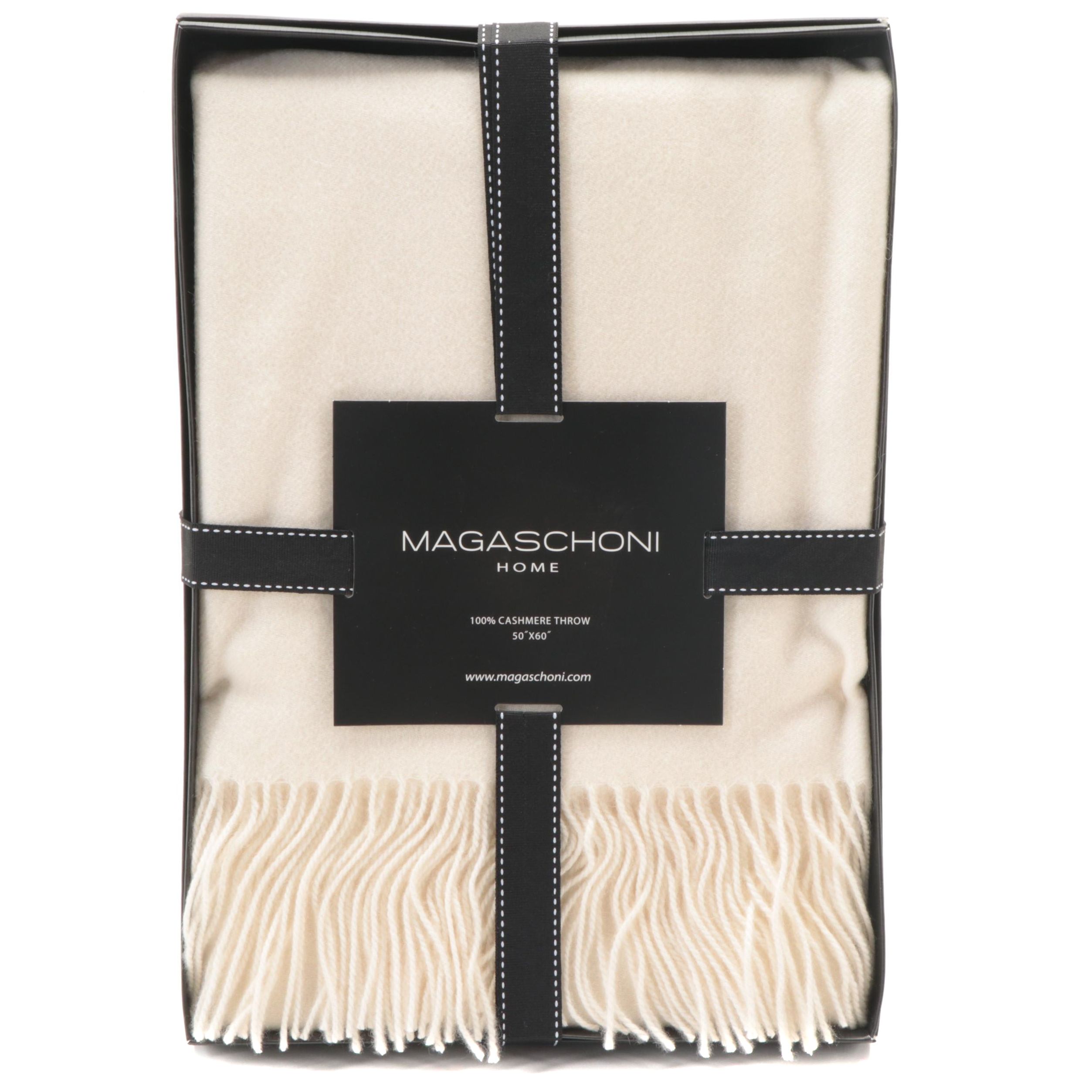 Magaschoni Home Cashmere Throw Blanket in Cream | EBTH