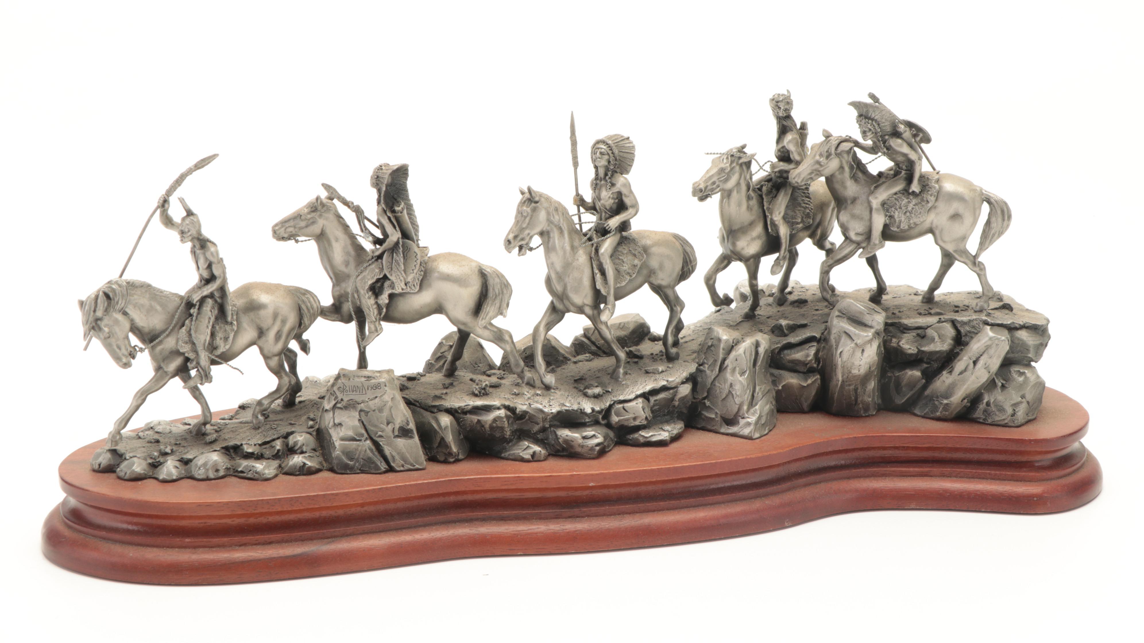 Don Polland Pewter Sculptures "Chief Joseph" and "Marauders", 1980s | EBTH