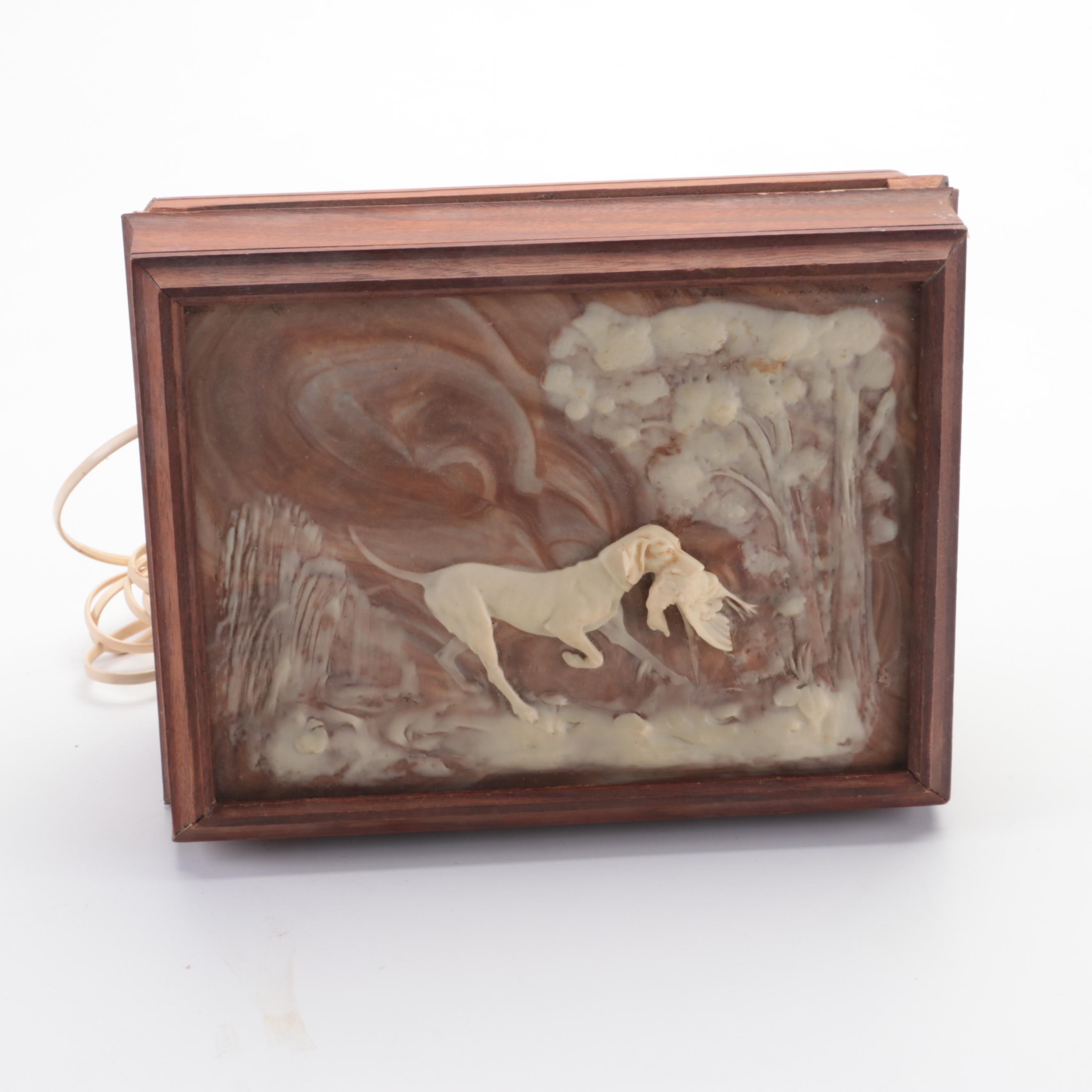 Deco-Tel Wooden Bird Dog Scene Rotary Dial Telephone, Mid to Late 20th ...
