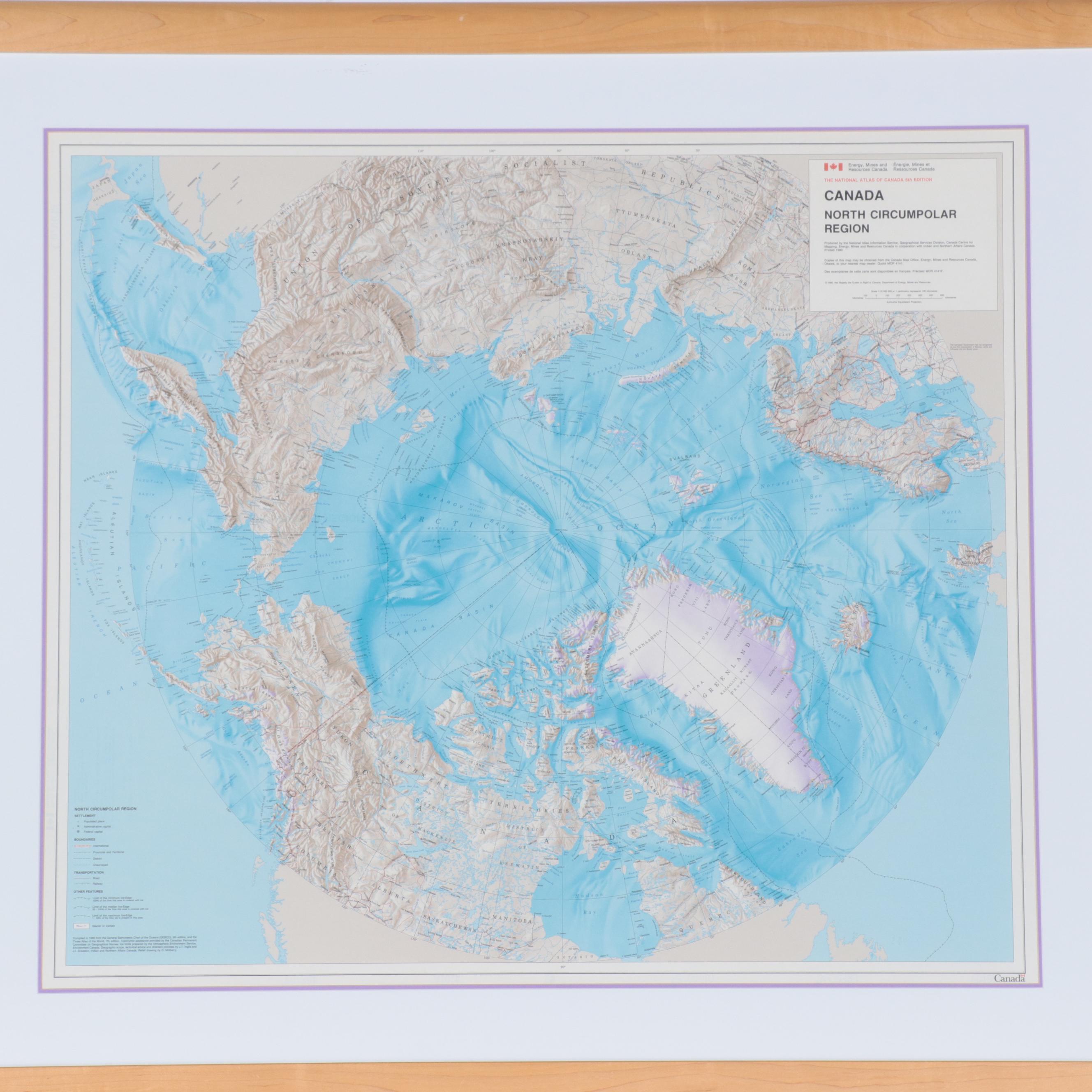 Offset Lithograph Map "Canada: North Circumpolar Region" | EBTH