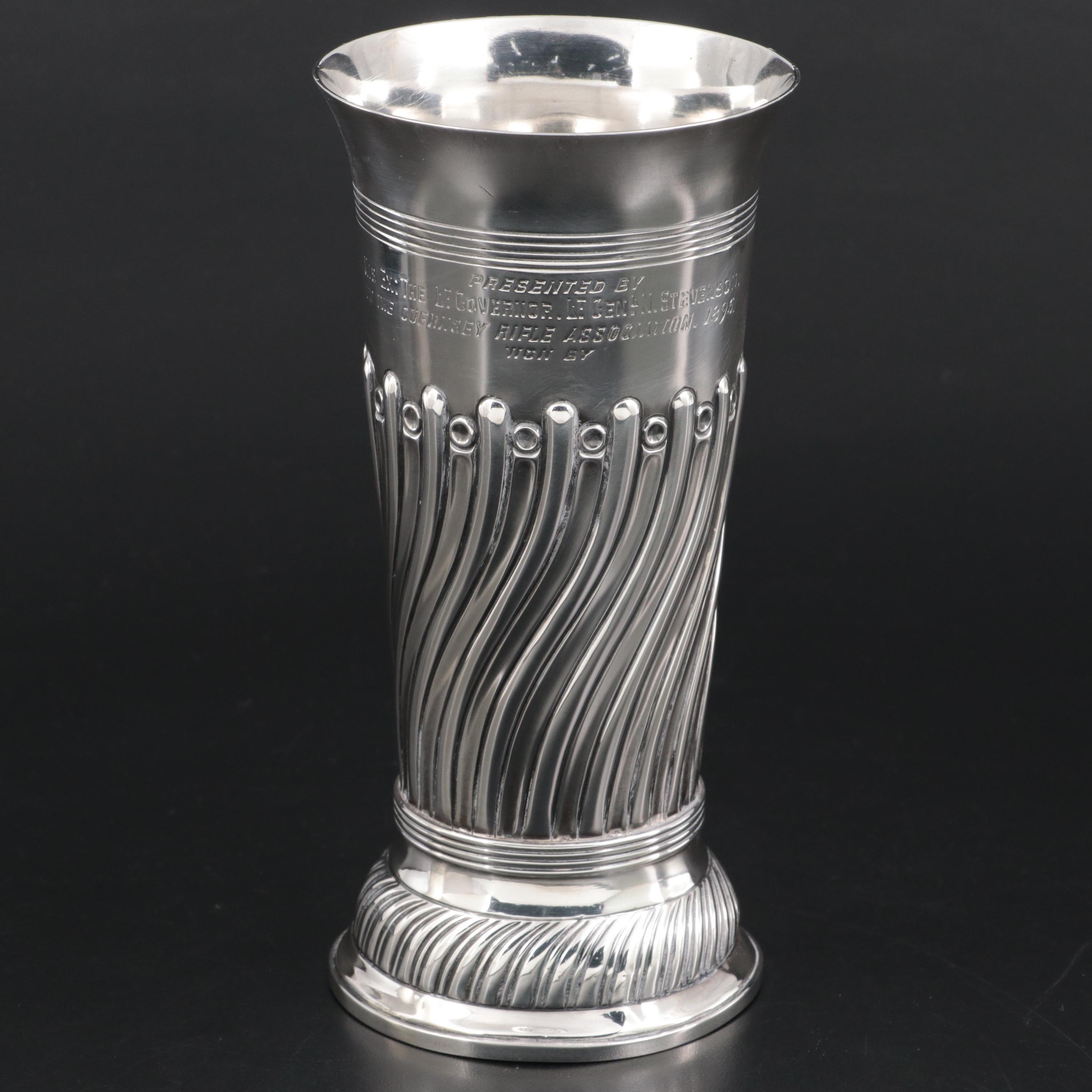 Roberts & Belk Sterling Silver Vase with Dedication from Nathaniel ...