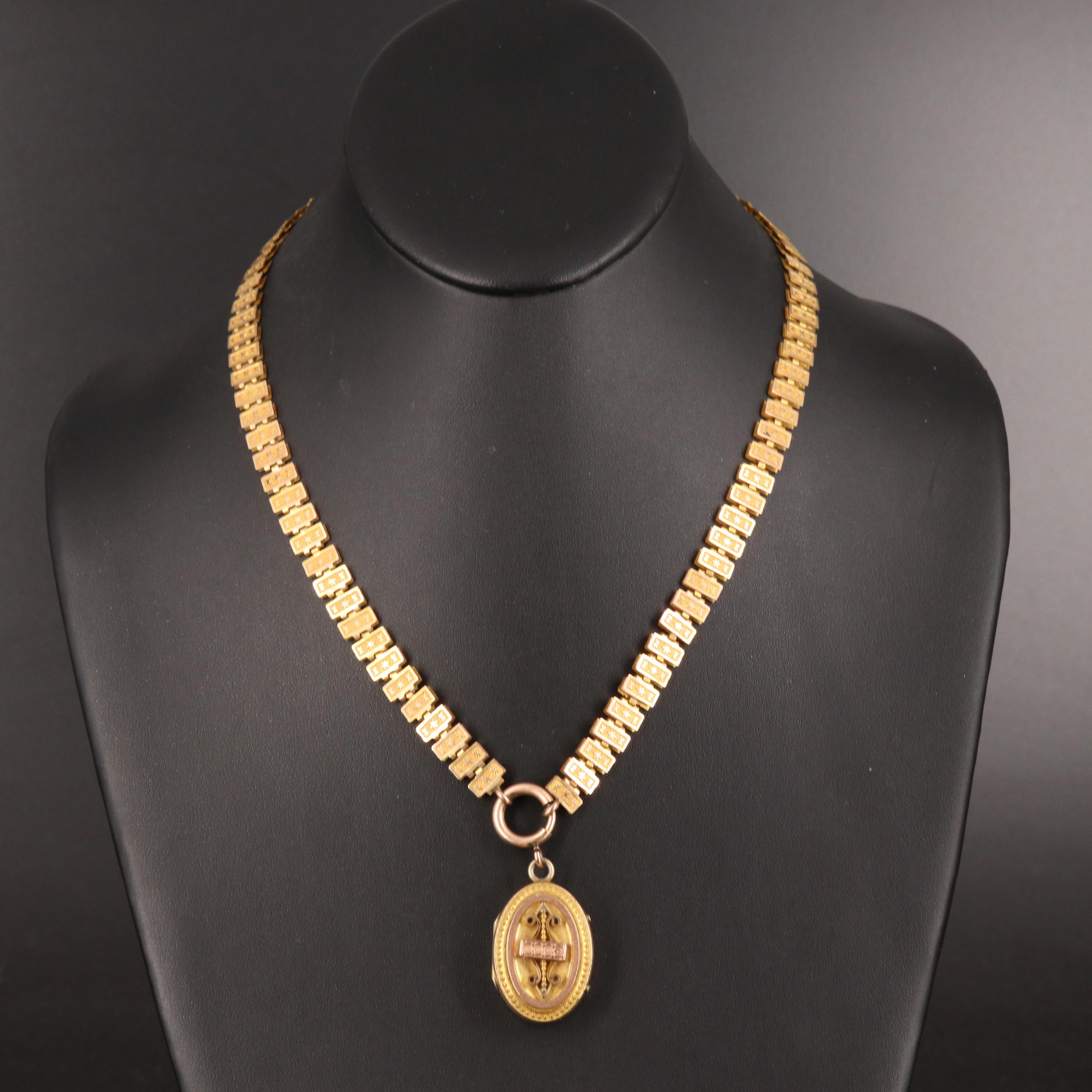 Victorian Book Chain Necklace With Locket Ebth