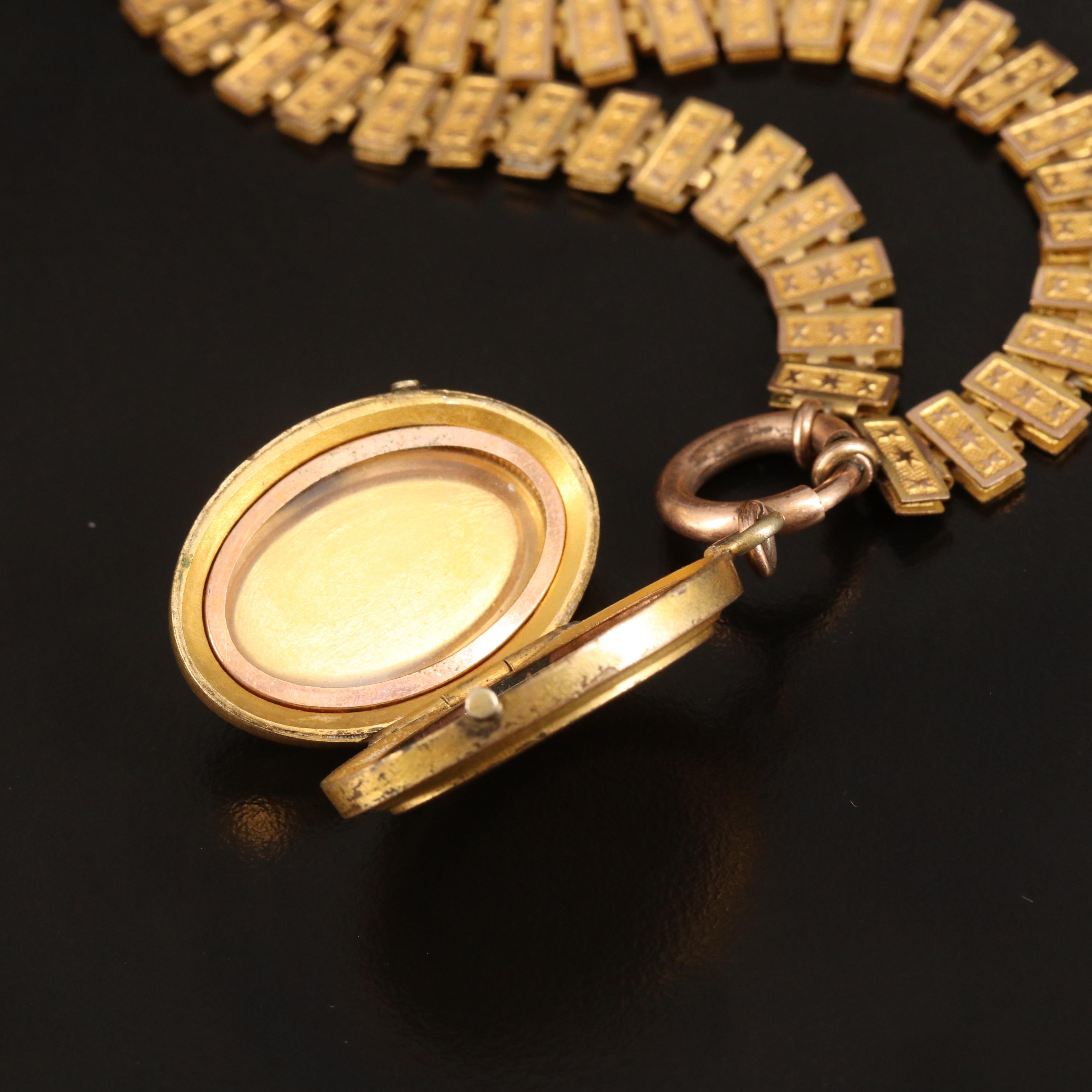 Victorian Book Chain Necklace With Locket Ebth