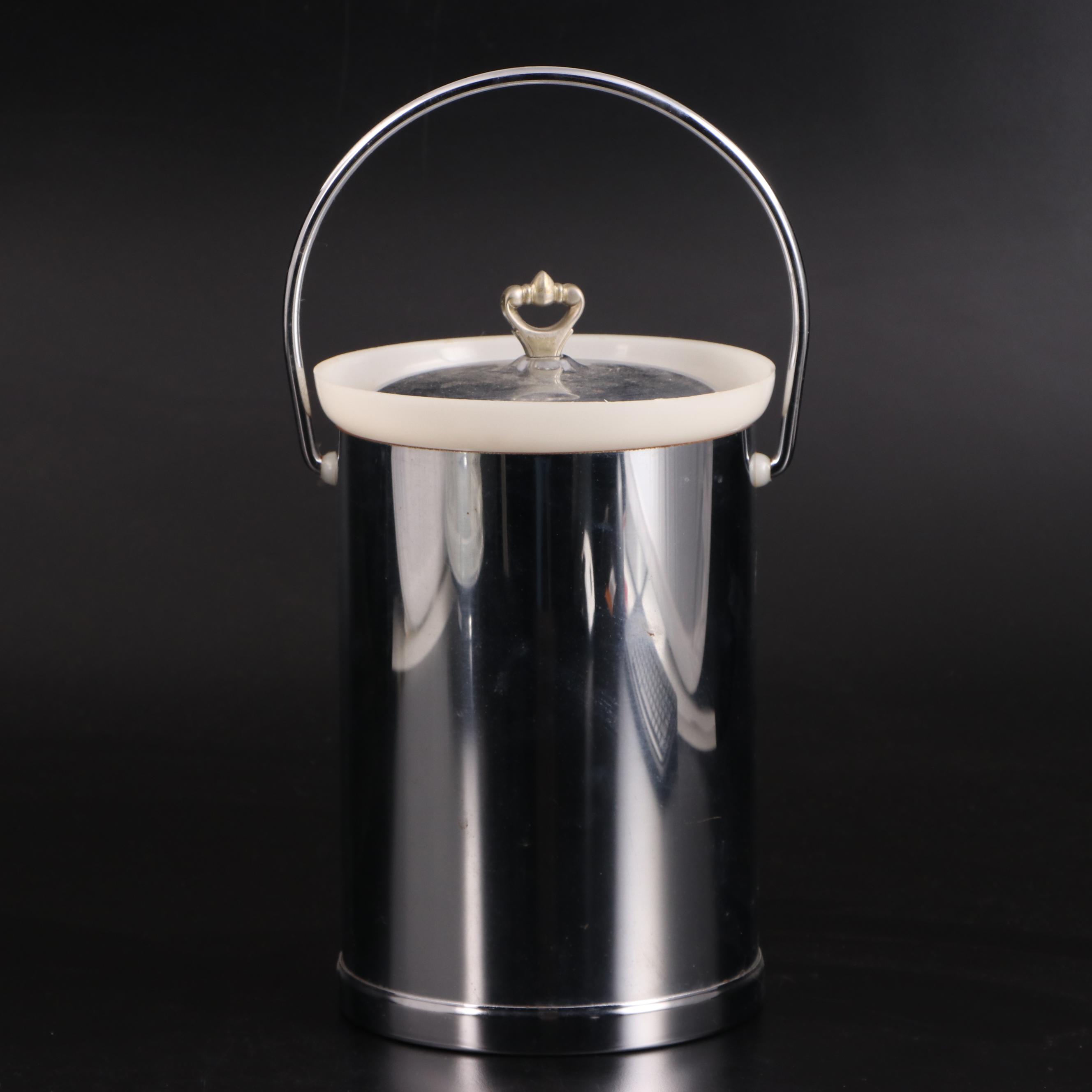 Glass and Chrome Lazy Susan with Ice Bucket and Coasters | EBTH