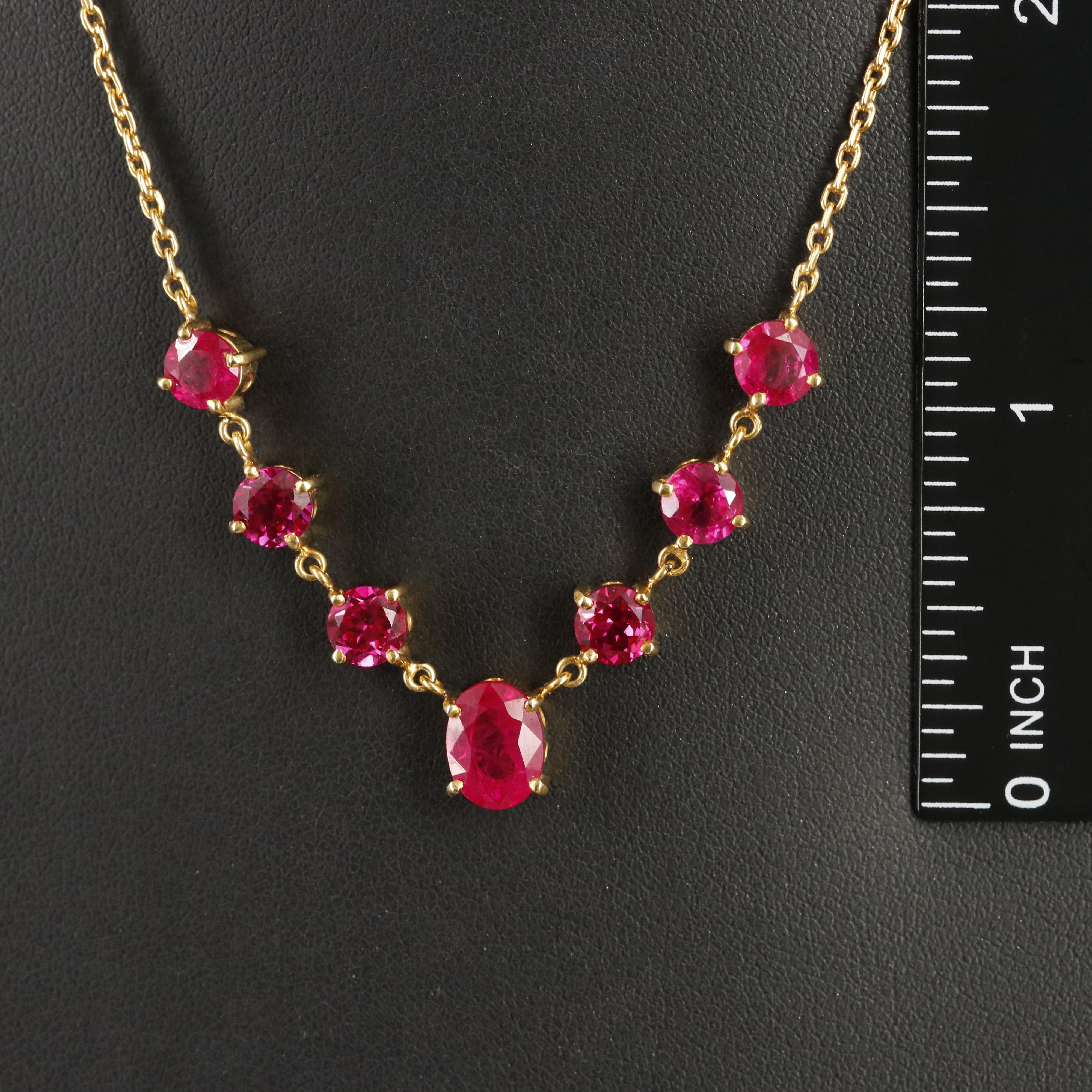 14K Ruby Station Necklace | EBTH